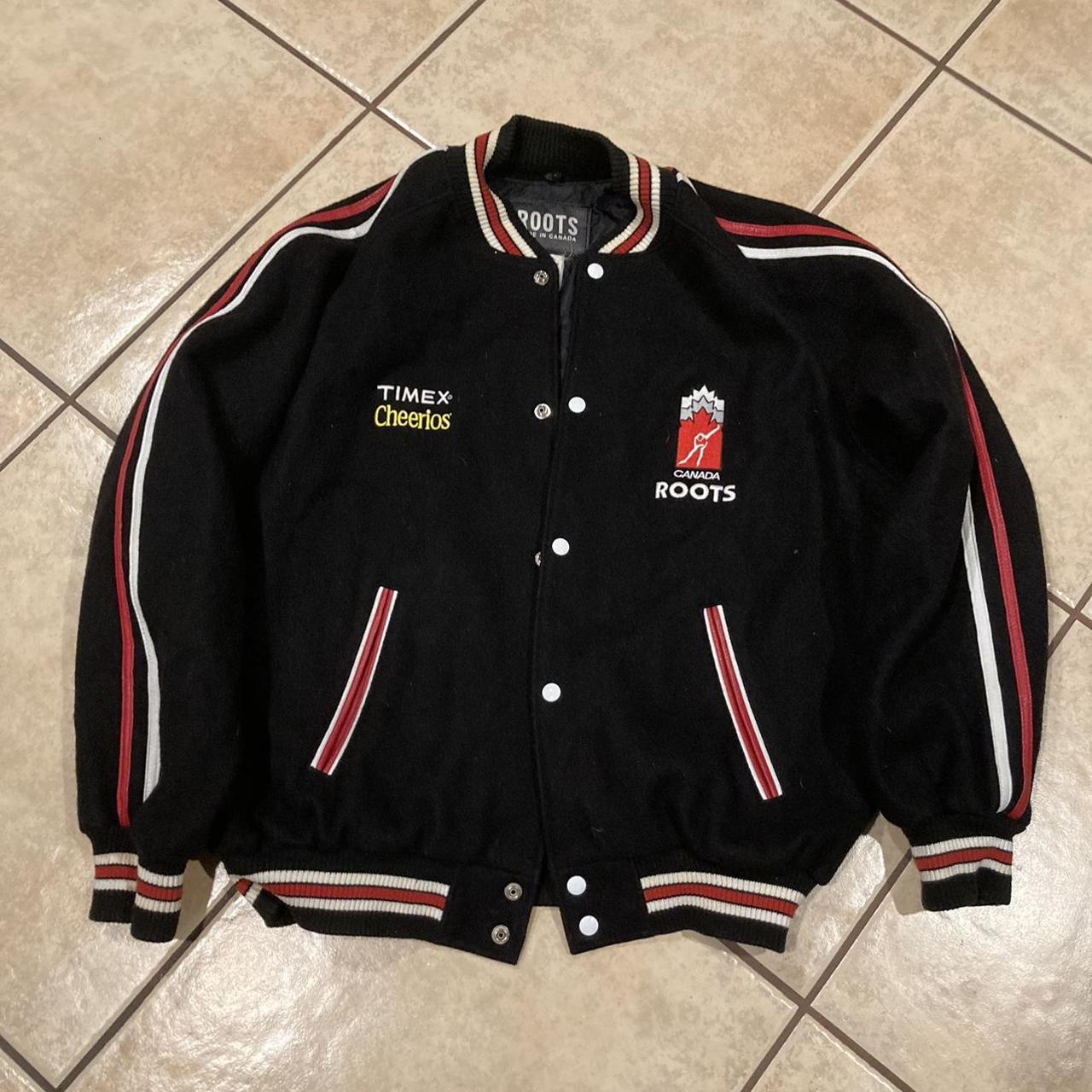 Roots made in Canada Letterman Jacket XL/TG preowned... - Depop