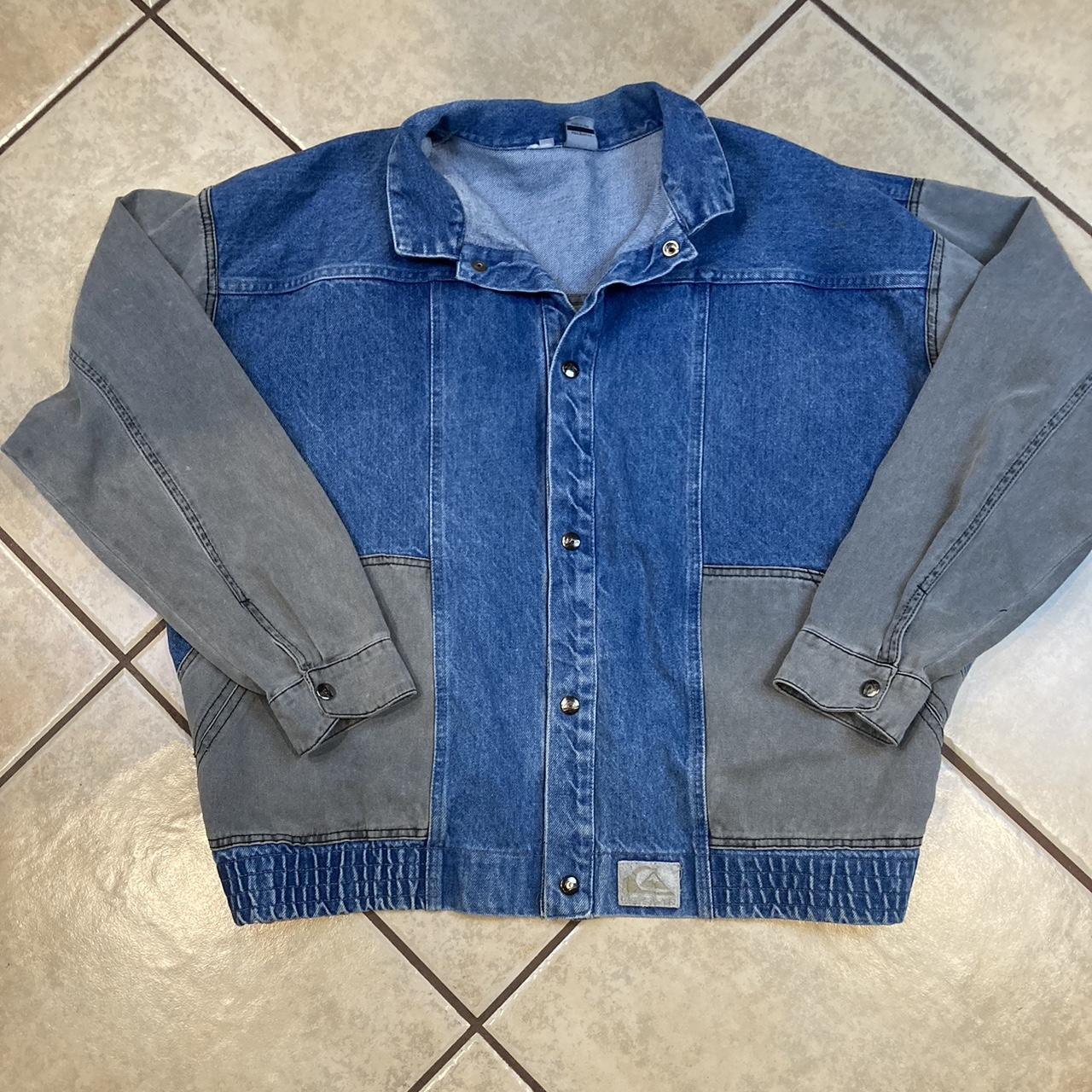 Quiksilver jean jacket size large measurements laid... - Depop