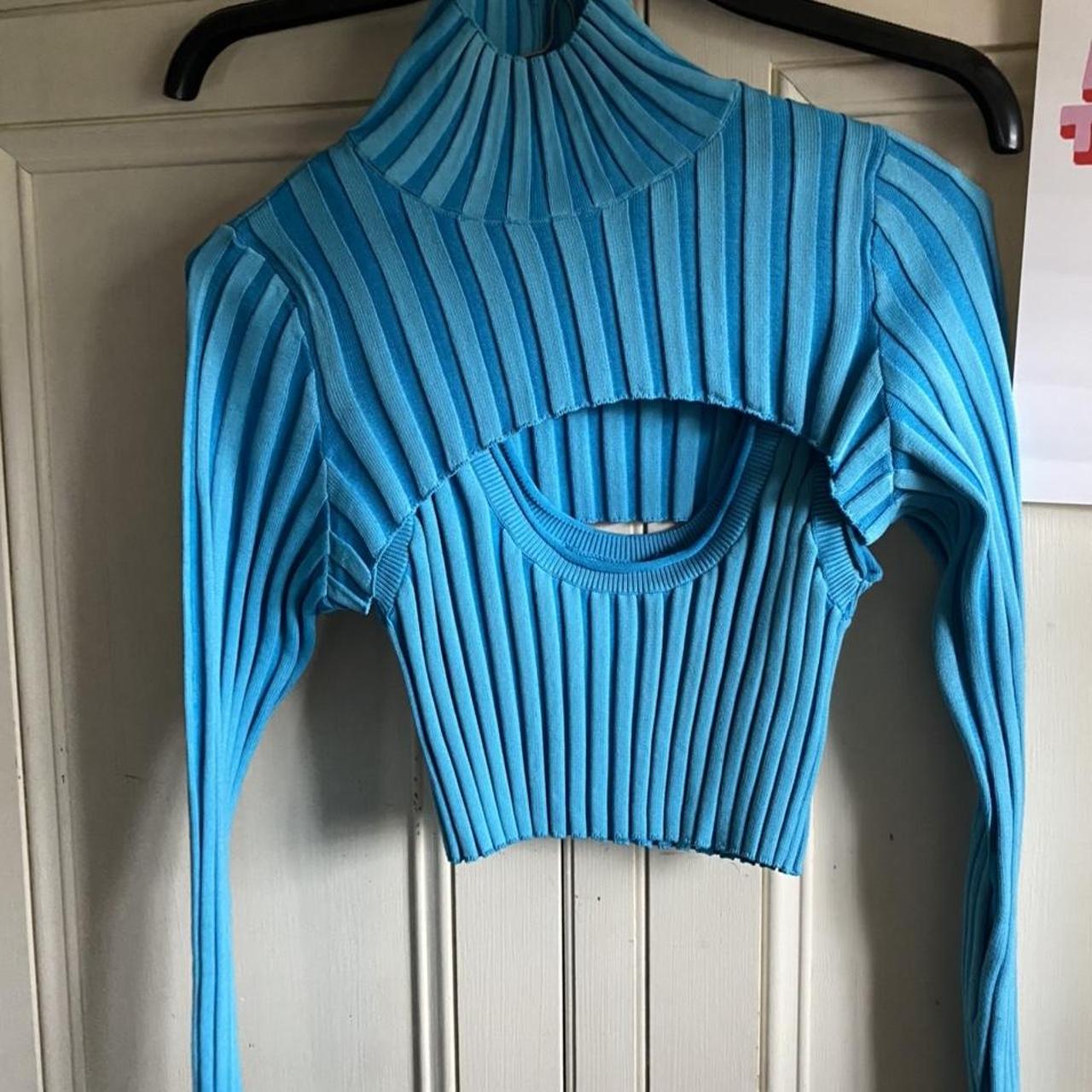 Weekday Women's Blue Crop-top | Depop