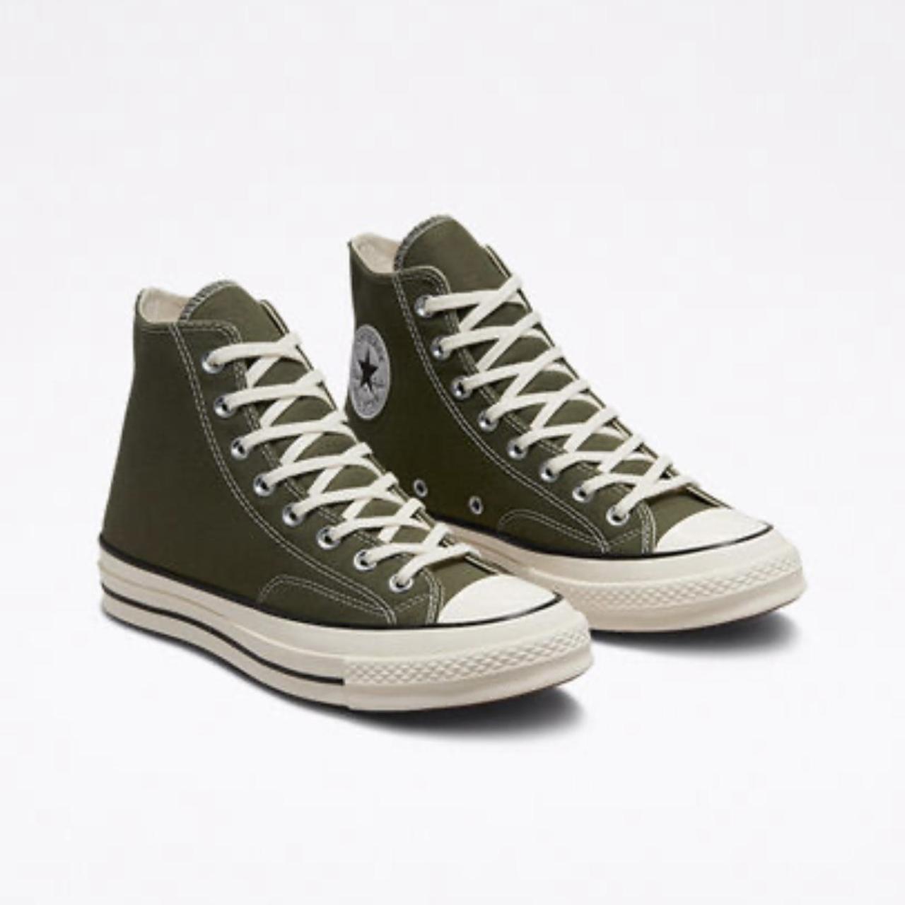 Converse Women's Green and Khaki Trainers | Depop
