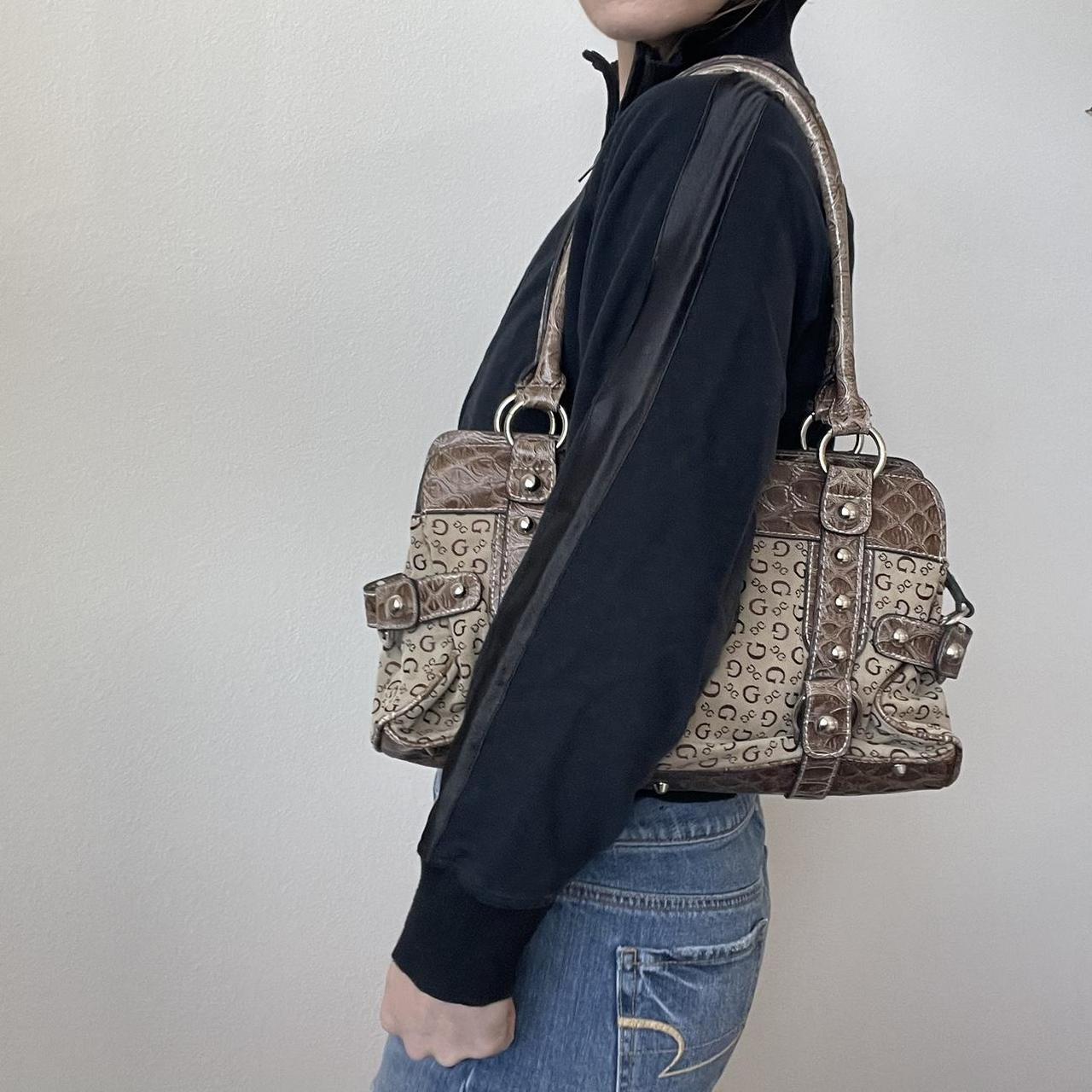 monogram Guess shoulder bag with leather really... - Depop