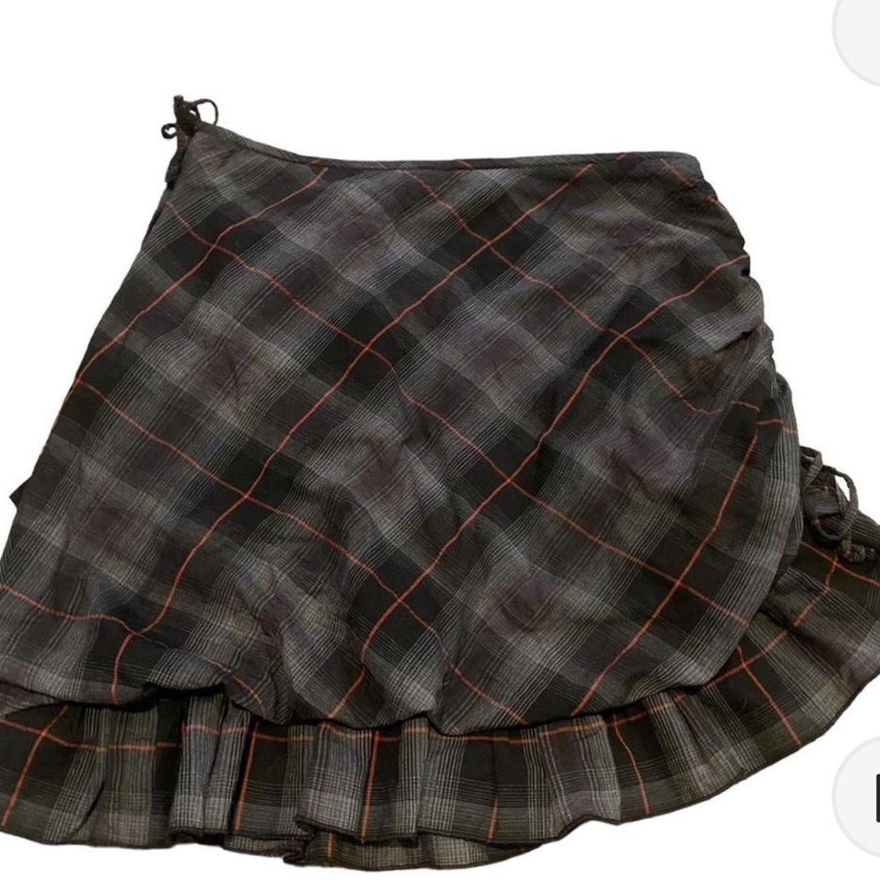 cop copine plaid ruffled skirt black and red plaid... - Depop