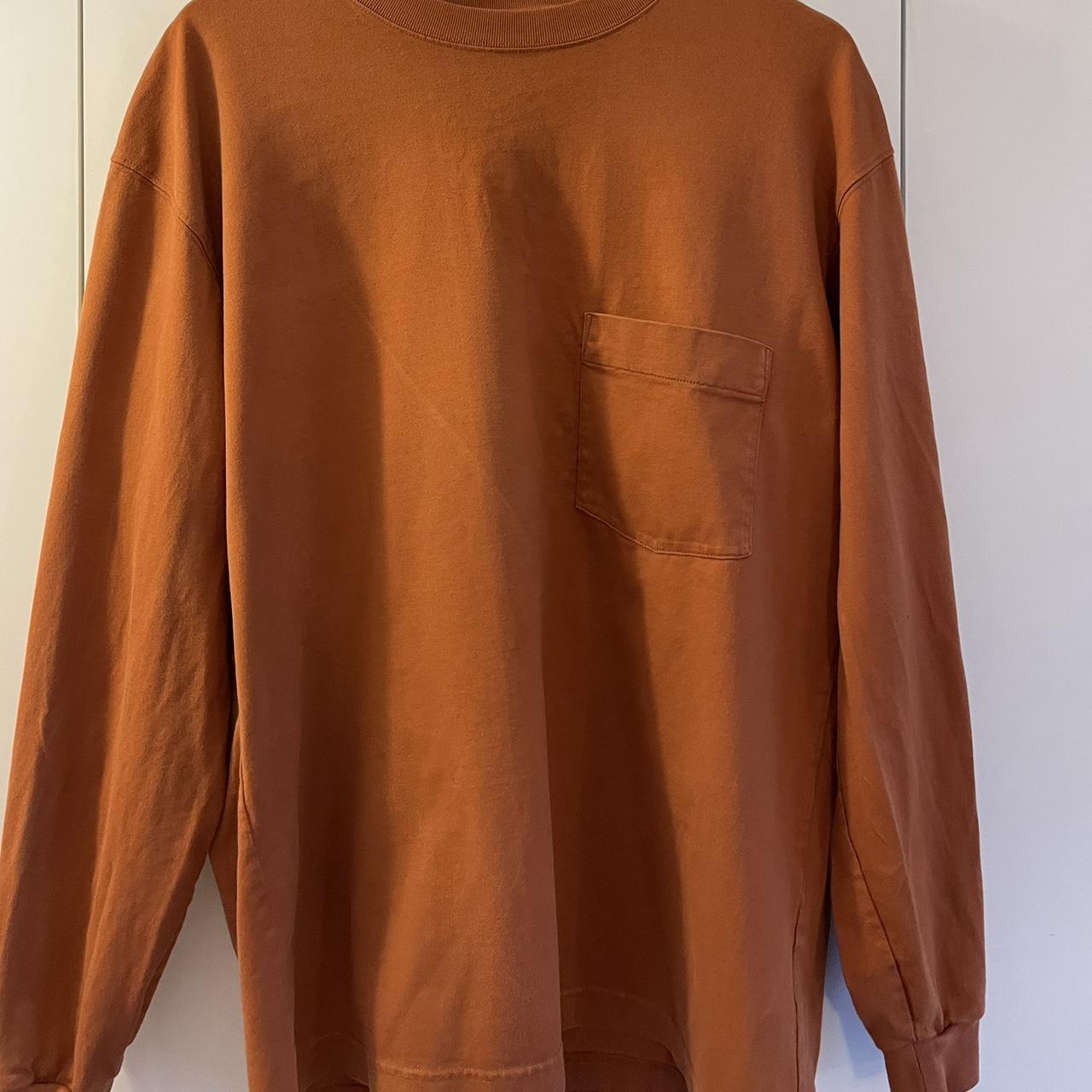 Vibrant orange Uniqlo U Long Sleeve, used in good... - Depop