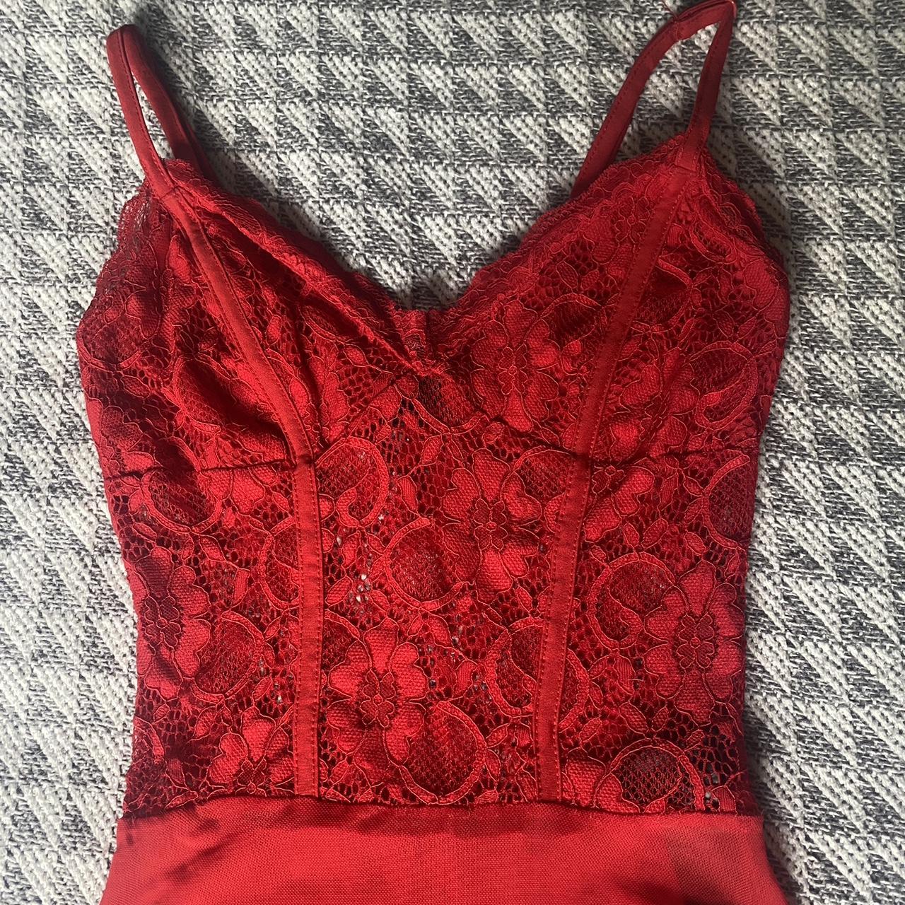 New look Red Lace Bodysuit Size 6... - Depop