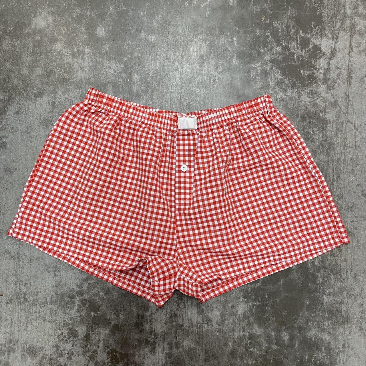 Vtg/ Y2k gingham plaid boxer shorts -best fits... | Depop