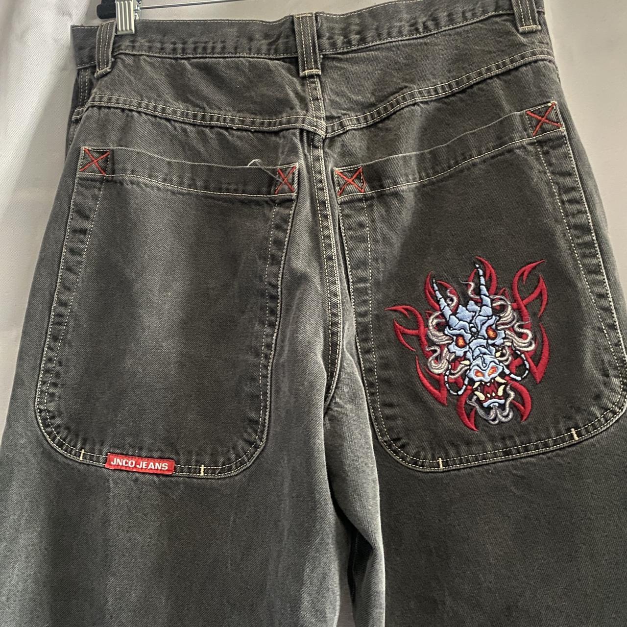 authentic JNCO jeans rare grey/black wash w dragon... - Depop