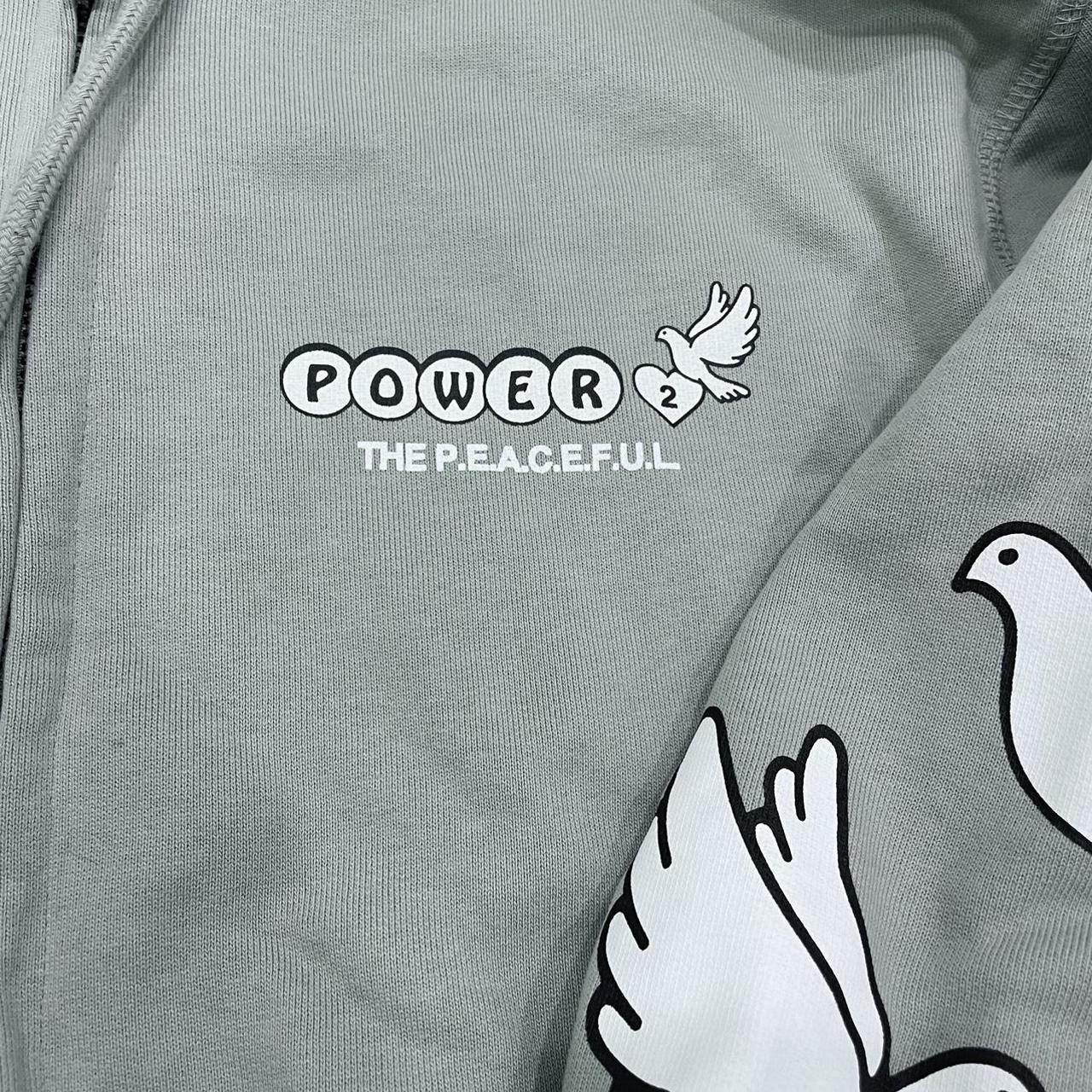 CHNGE : Power 2 the People, Light Grey Zip up... - Depop