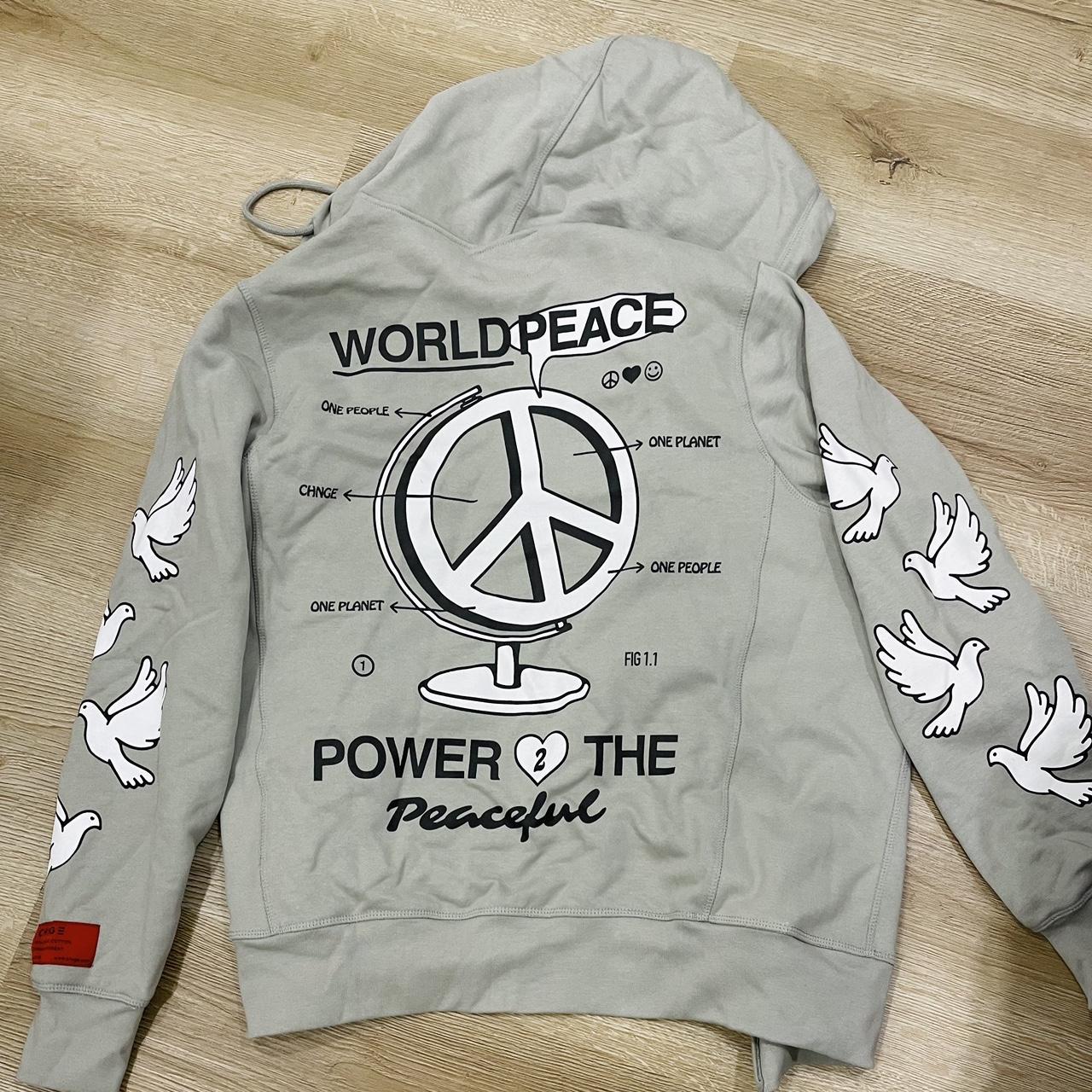 CHNGE : Power 2 the People, Light Grey Zip up... - Depop