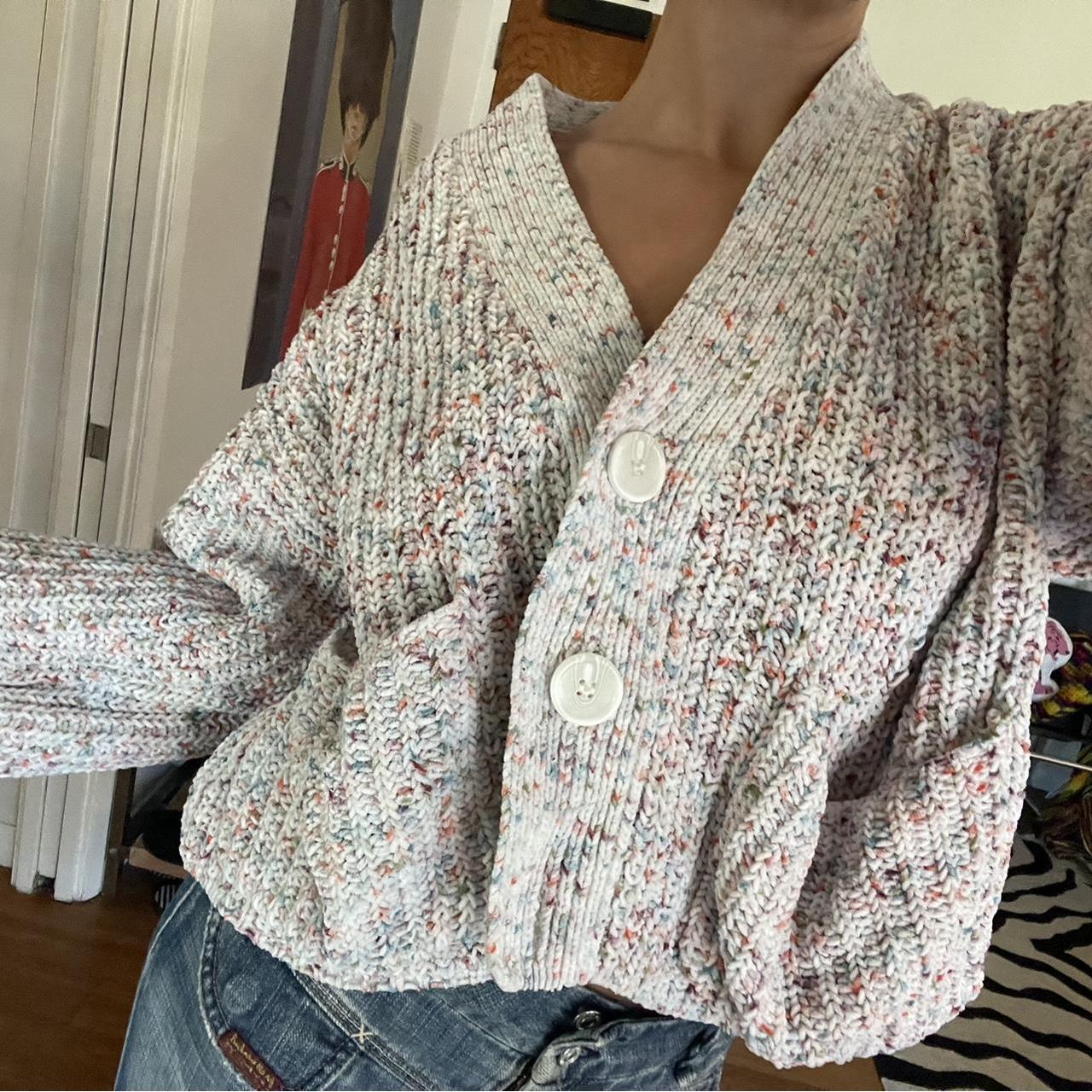 Grandma coquette big button cardigan... - Depop