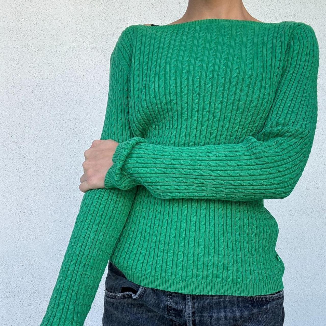 Green cable knit preppy Ralph lauren... - Depop