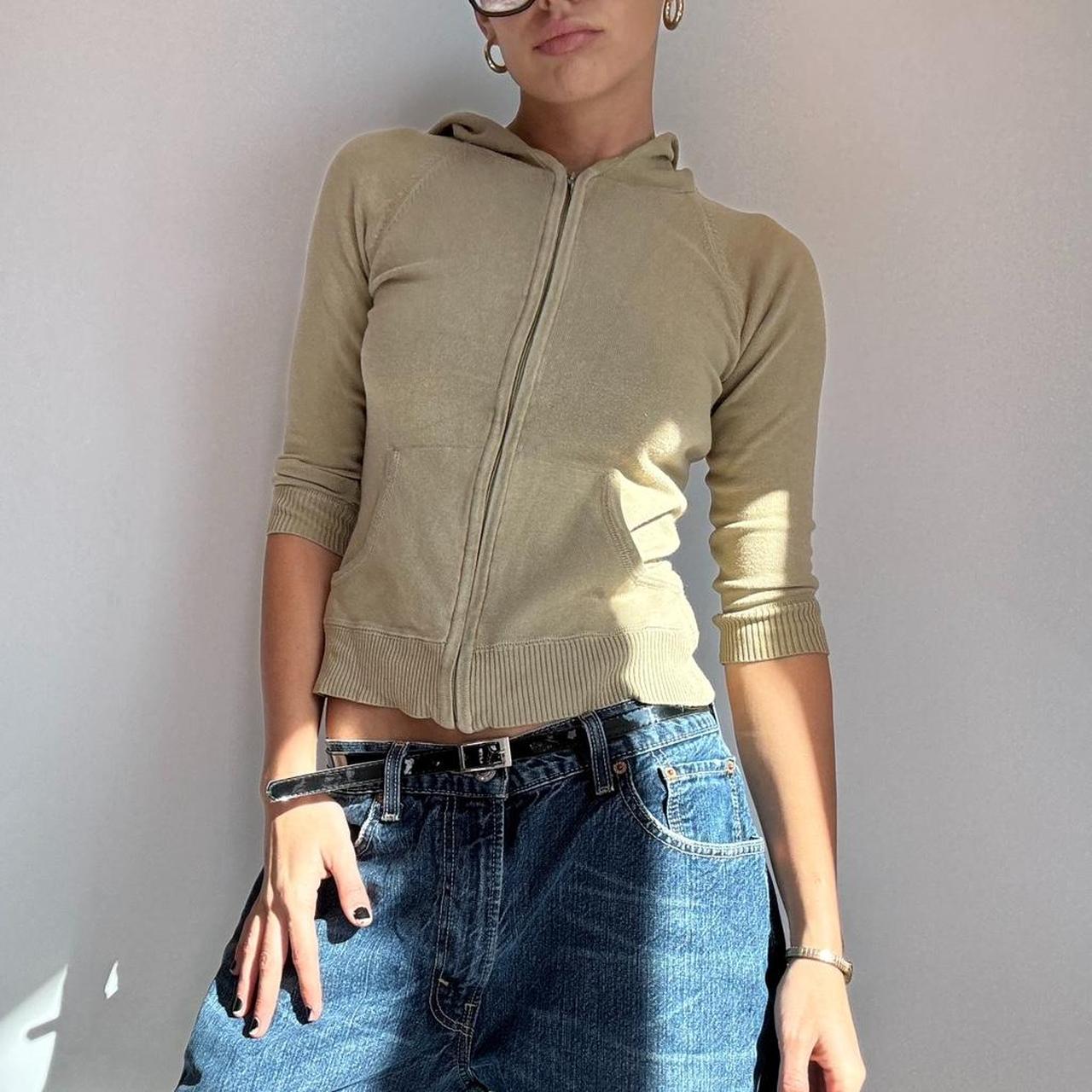 Khaki vintage y2k 3/4 sleeve... - Depop