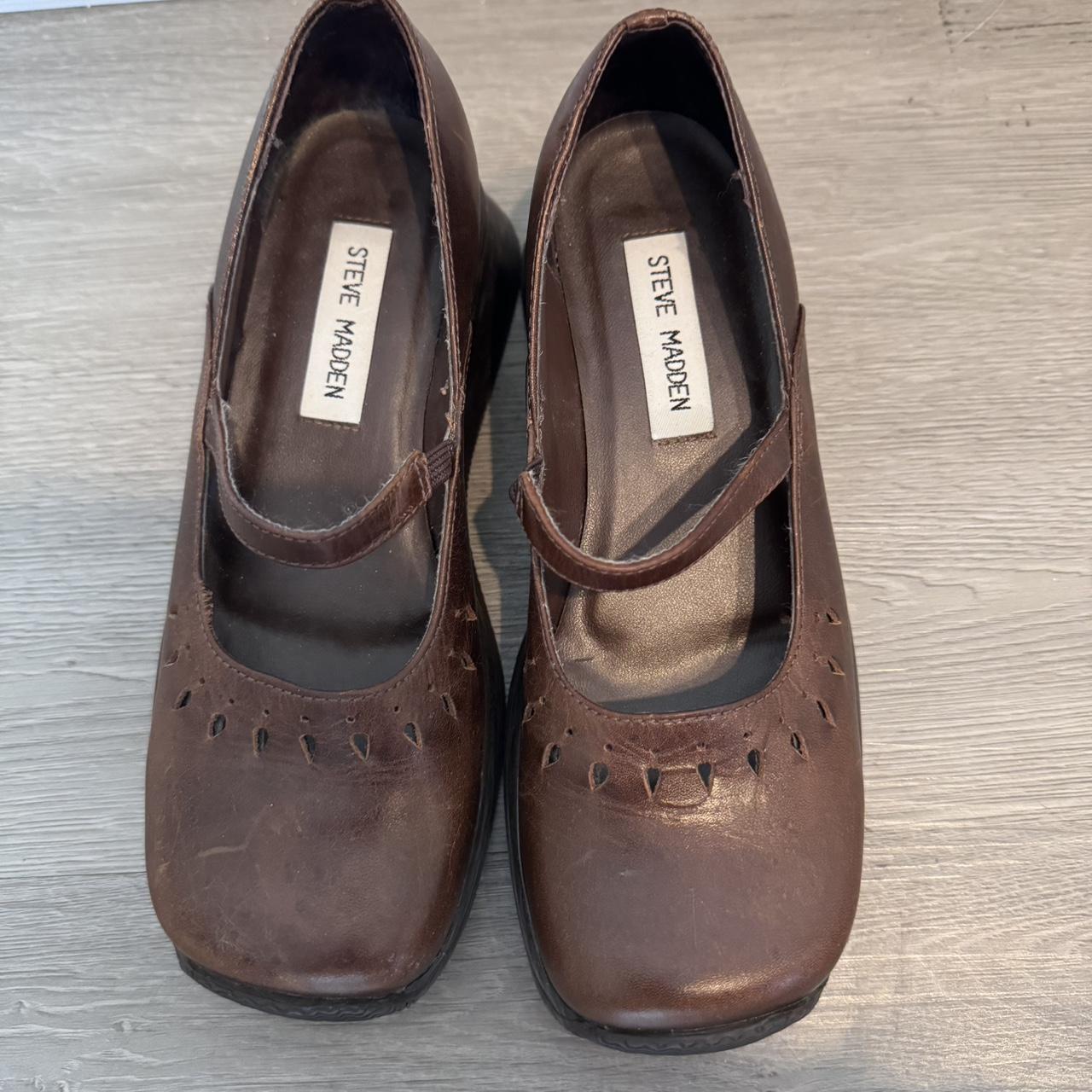 Vintage Steve Madden brown strap Mary Jane... - Depop