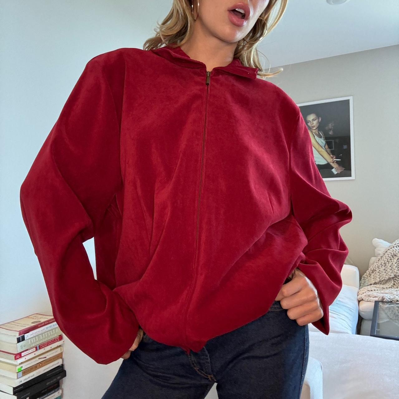 Red oversized polo zip up ️ Tag still... - Depop