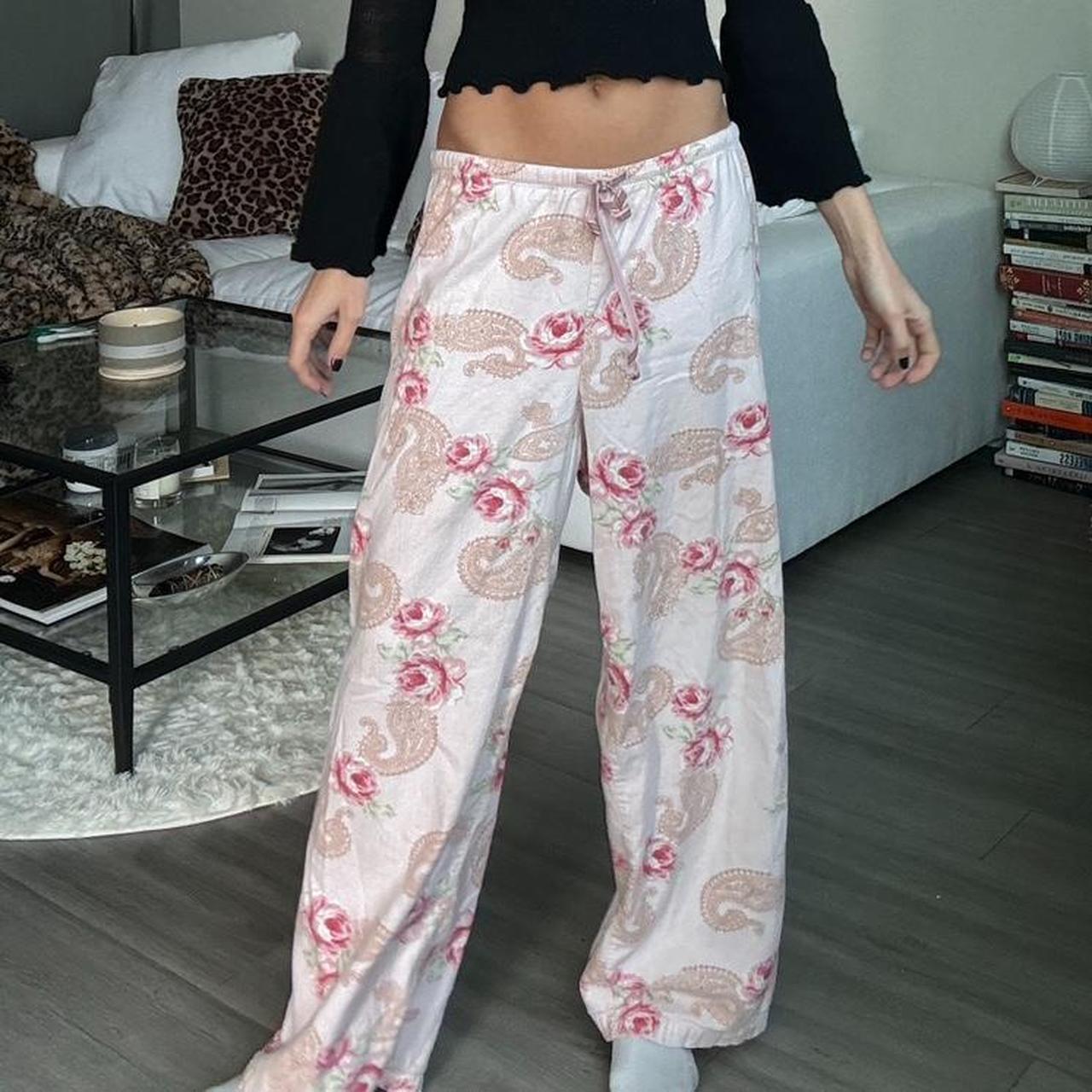 Pink paisley boho low rise pajama... - Depop