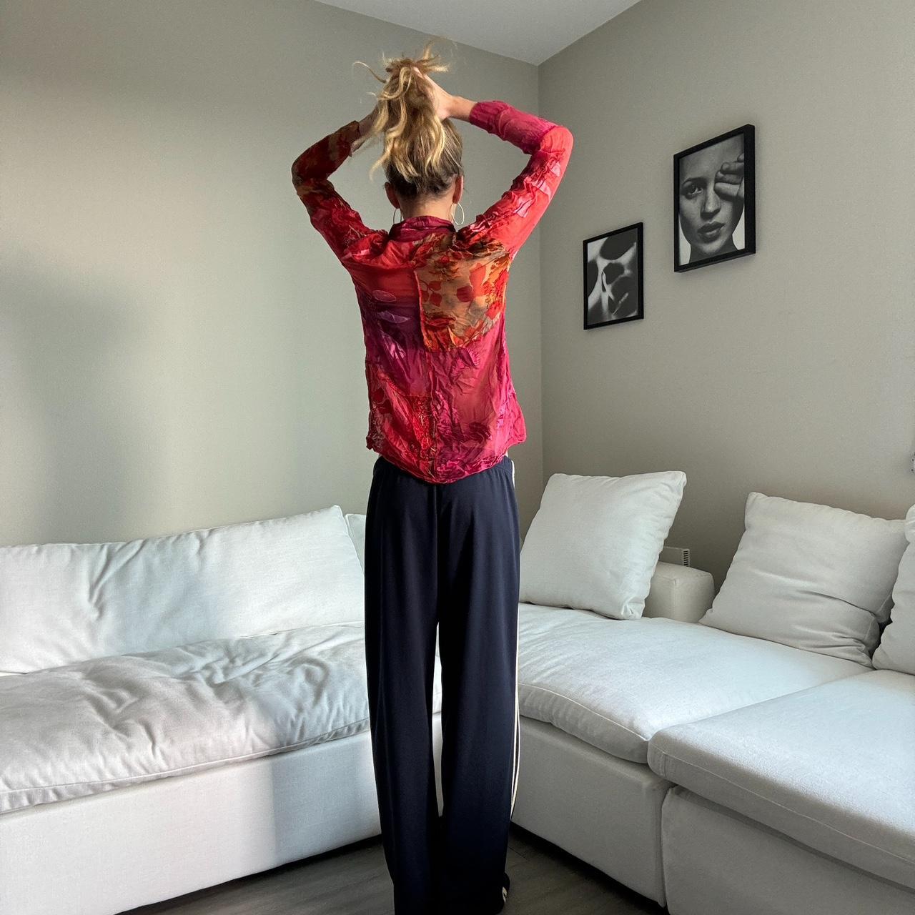 Beautiful red partly sheer silk blend corpcore... - Depop