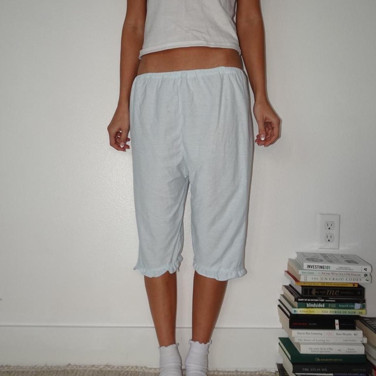 Powder blue dainty bloomer capris No brand or... - Depop