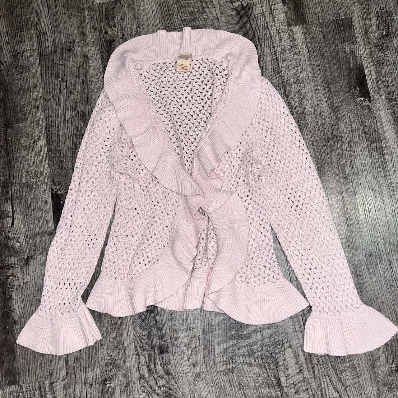dusty pink ruffle cardigan with cute ruffle sleeves... | Depop
