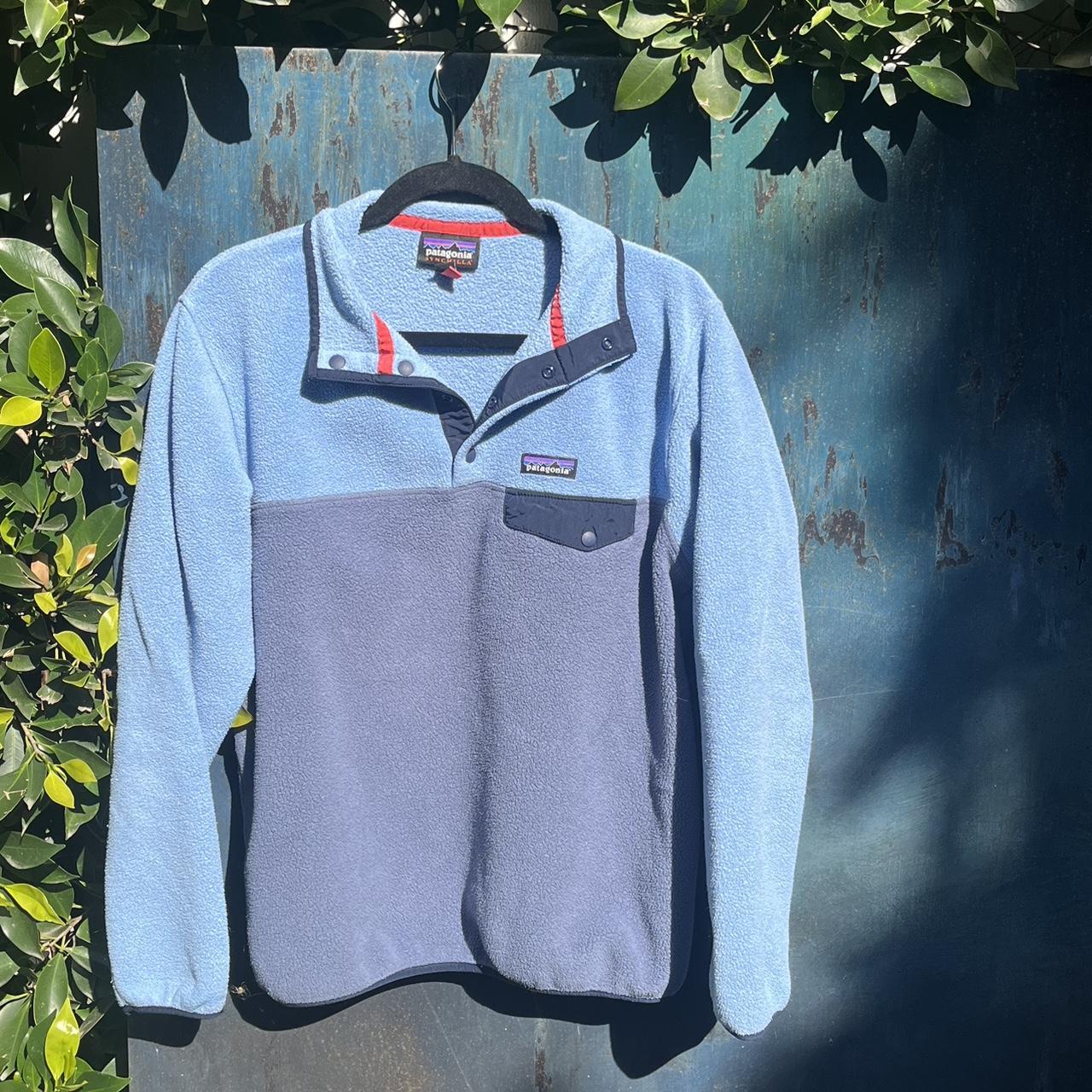 Patagonia light blue fleece pullover. Like new.... - Depop