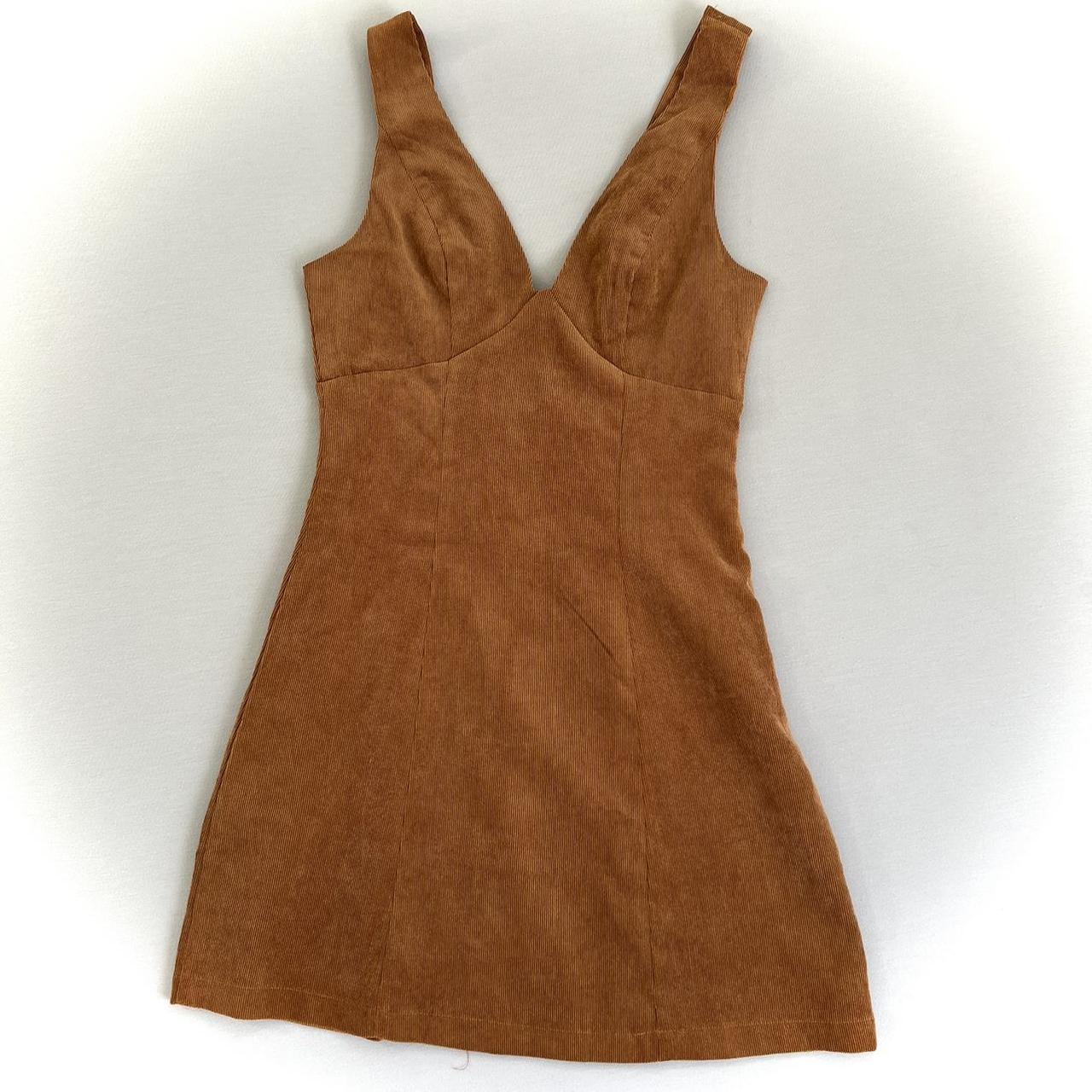 Caramel colored corduroy boho academia v neck zip up... - Depop