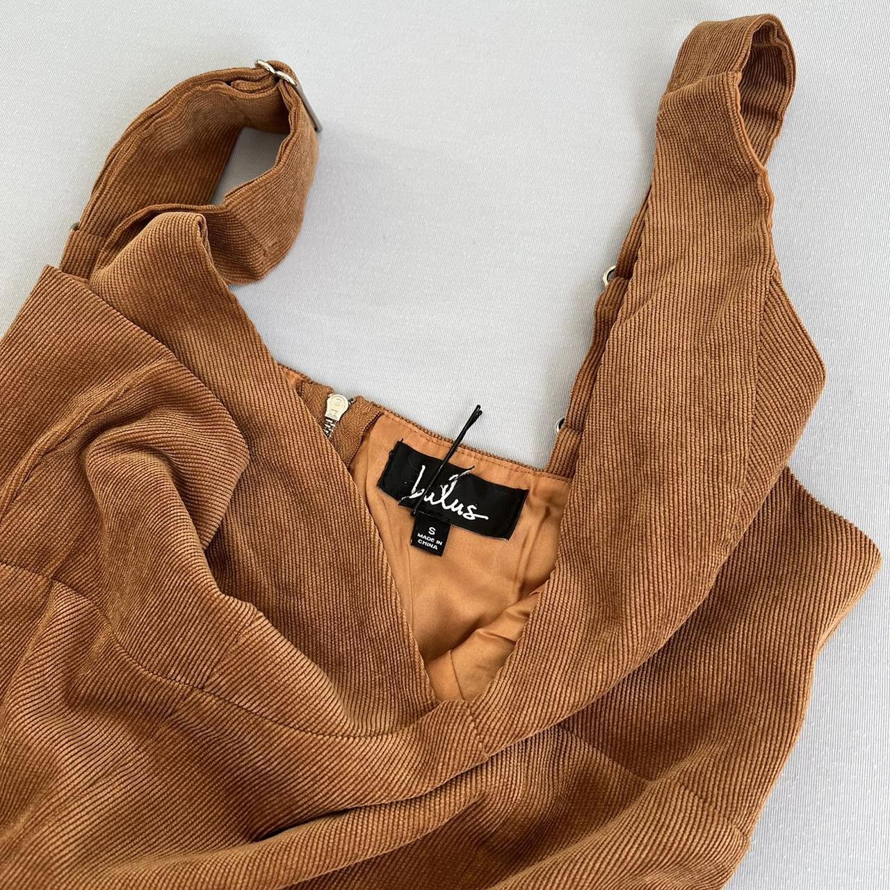 Caramel colored corduroy boho academia v neck zip up... - Depop