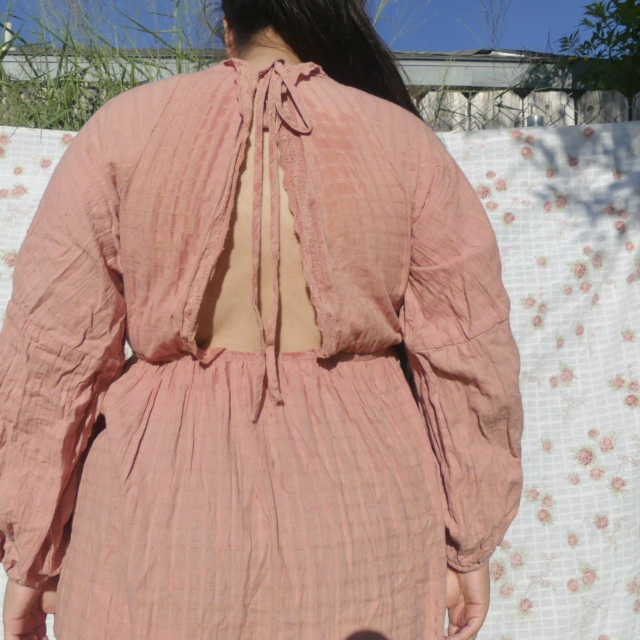 Pink prairie dress. Deep plunging lace neckline as... - Depop