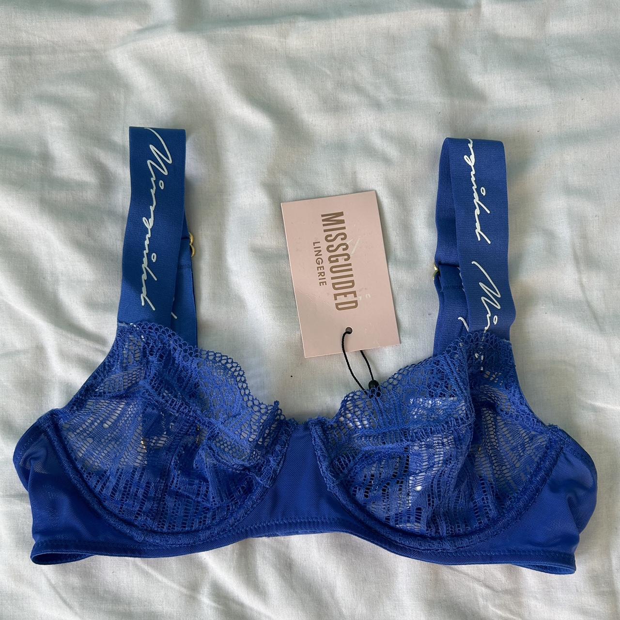 Brand new blue lace bra in a size 32C. - Depop