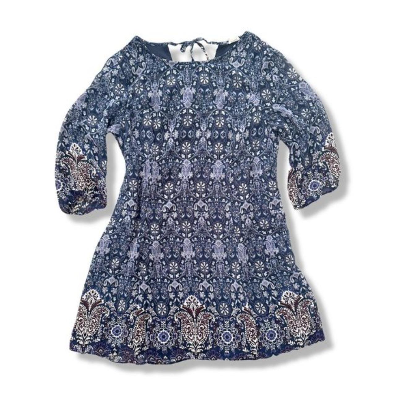 garage dress paisley purple blue swing dress size... - Depop