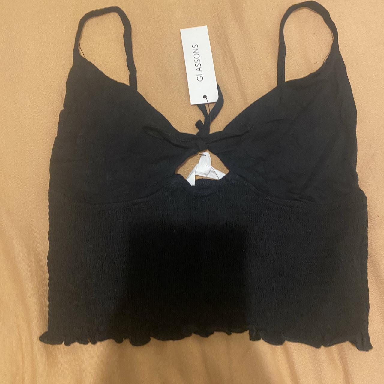 Black glassons crop top Never worn. New with tags - Depop