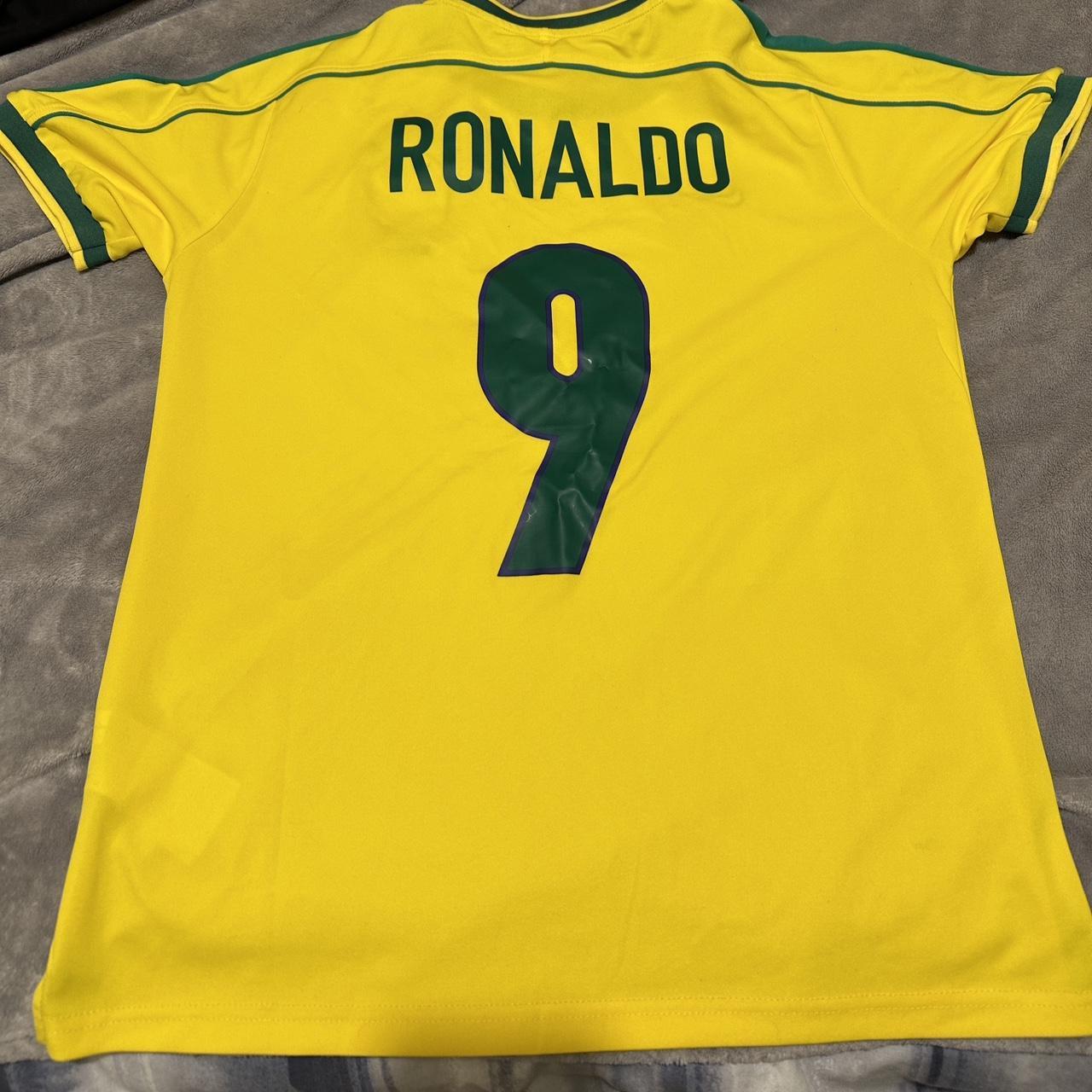 Vintage Ronaldo 9 (R9) Football top 1998 World Cup... - Depop