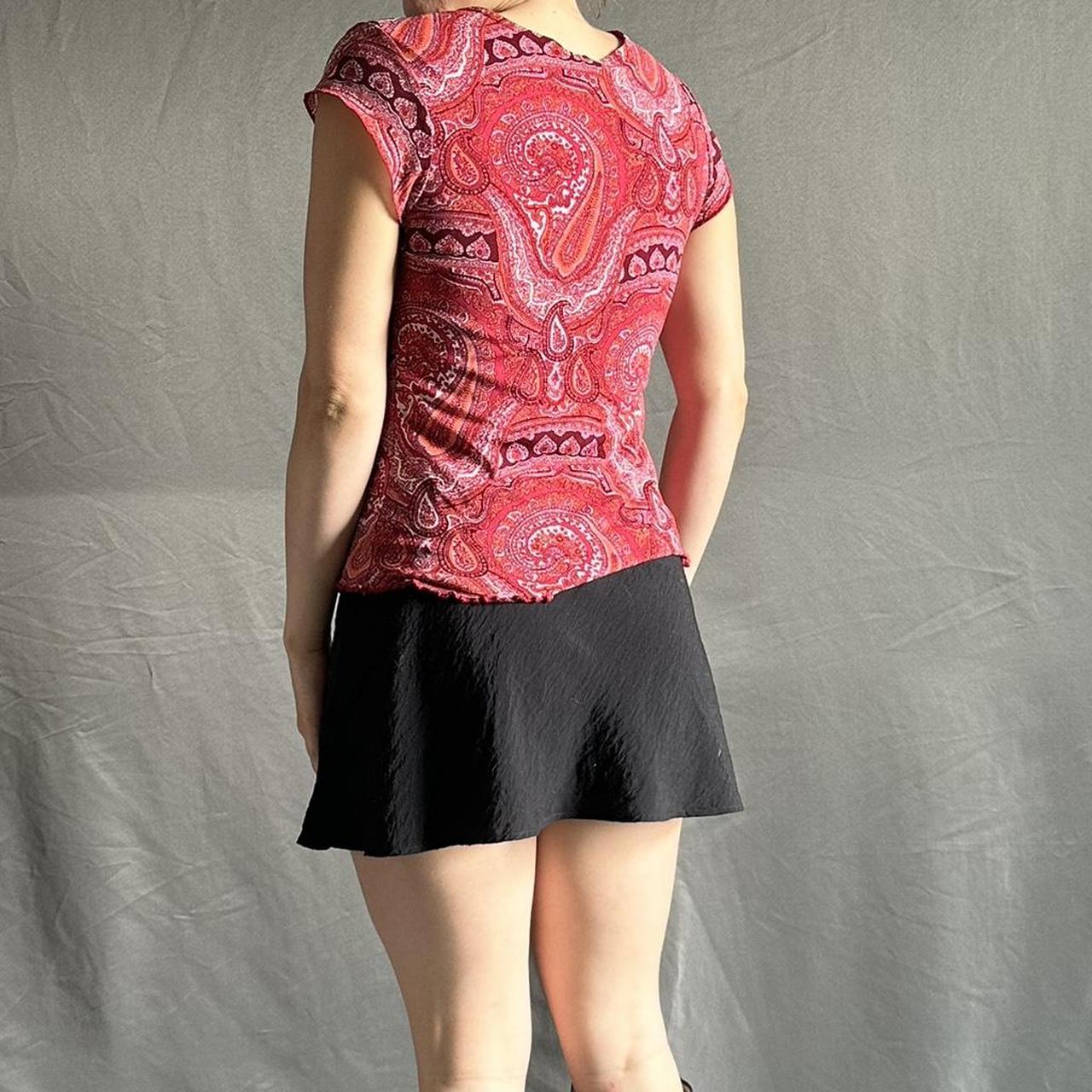 2000's mesh v-neck paisley blouse crop top the... - Depop