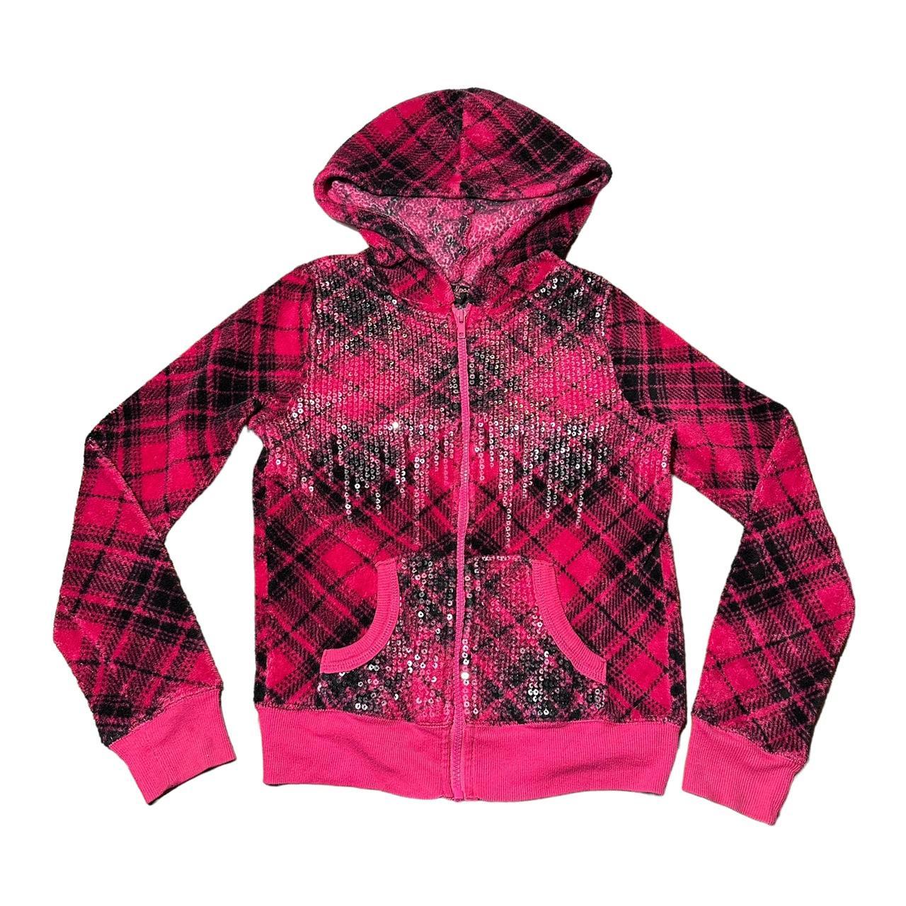 Cyber y2k grunge emo hoodie insane 2000s pink... - Depop