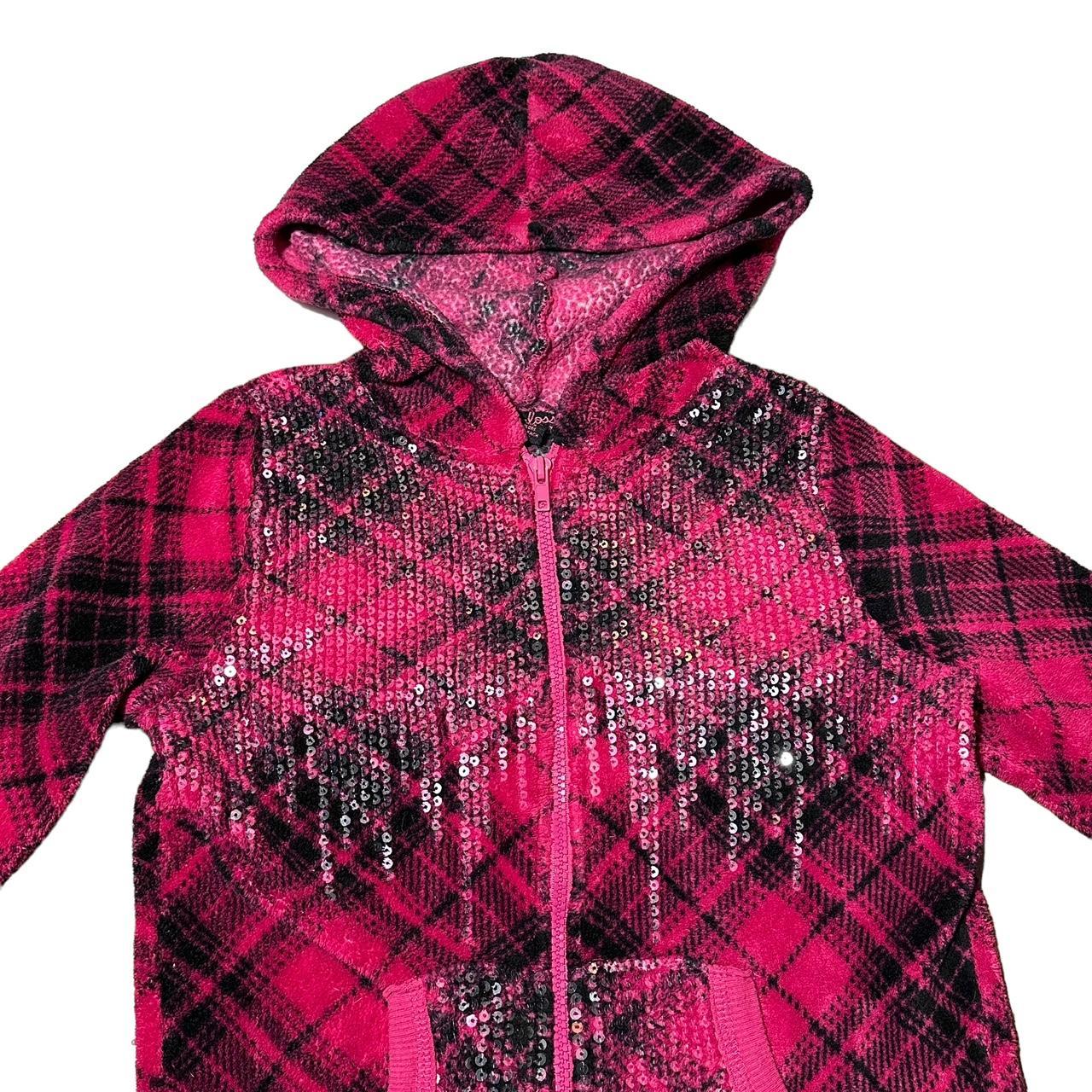 Cyber y2k grunge emo hoodie insane 2000s pink... - Depop