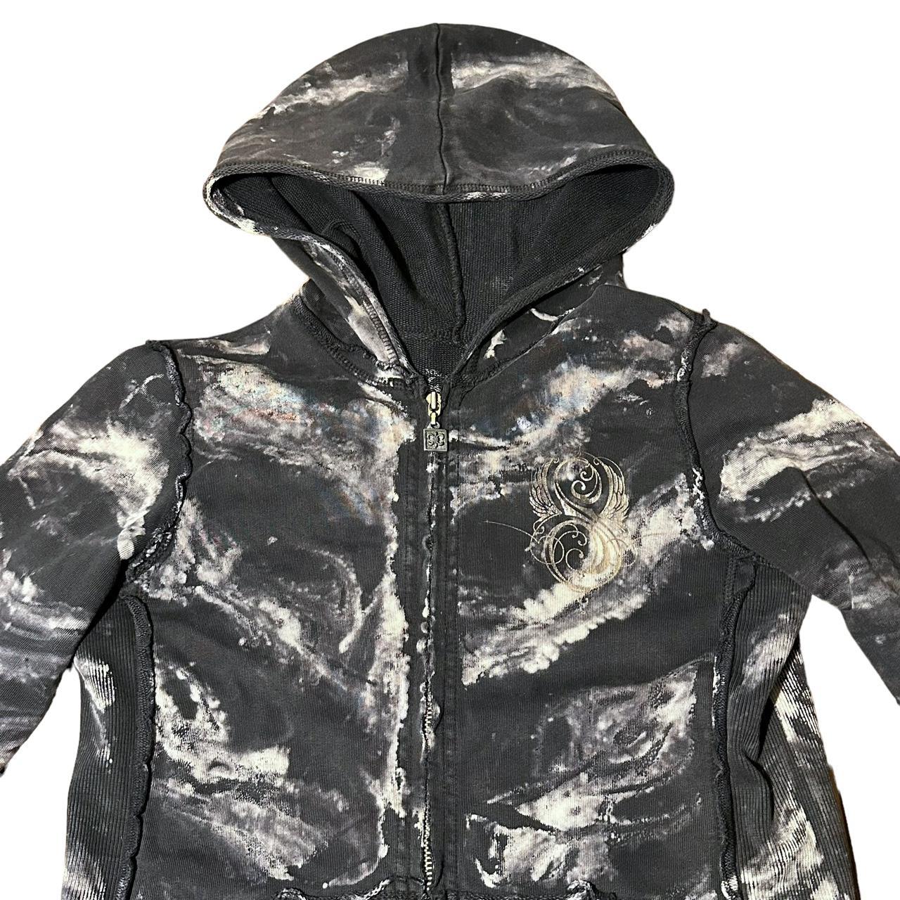 Cyber y2k grunge mall goth hoodie 2000s rare... - Depop