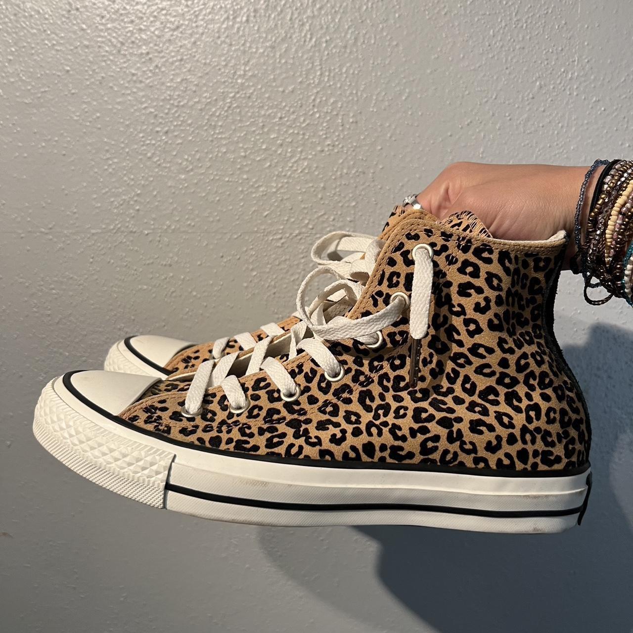 Cheetah print hightop converse! Only worn a couple... - Depop