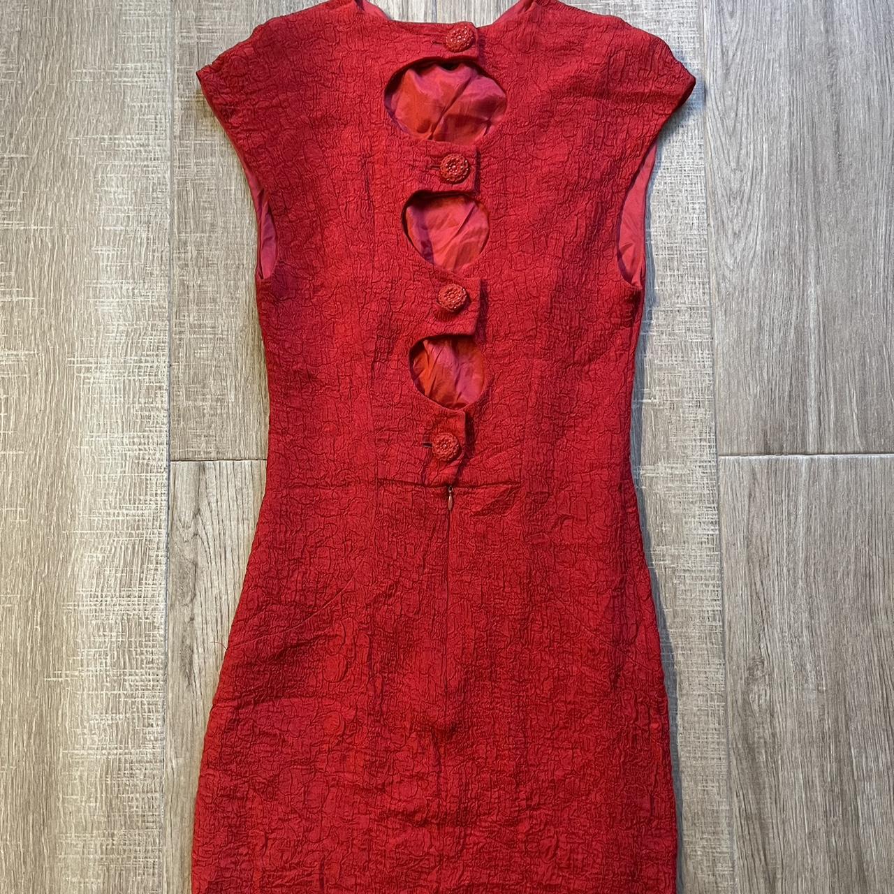 gorgeous vintage 80s cache dress! bright red with a... - Depop