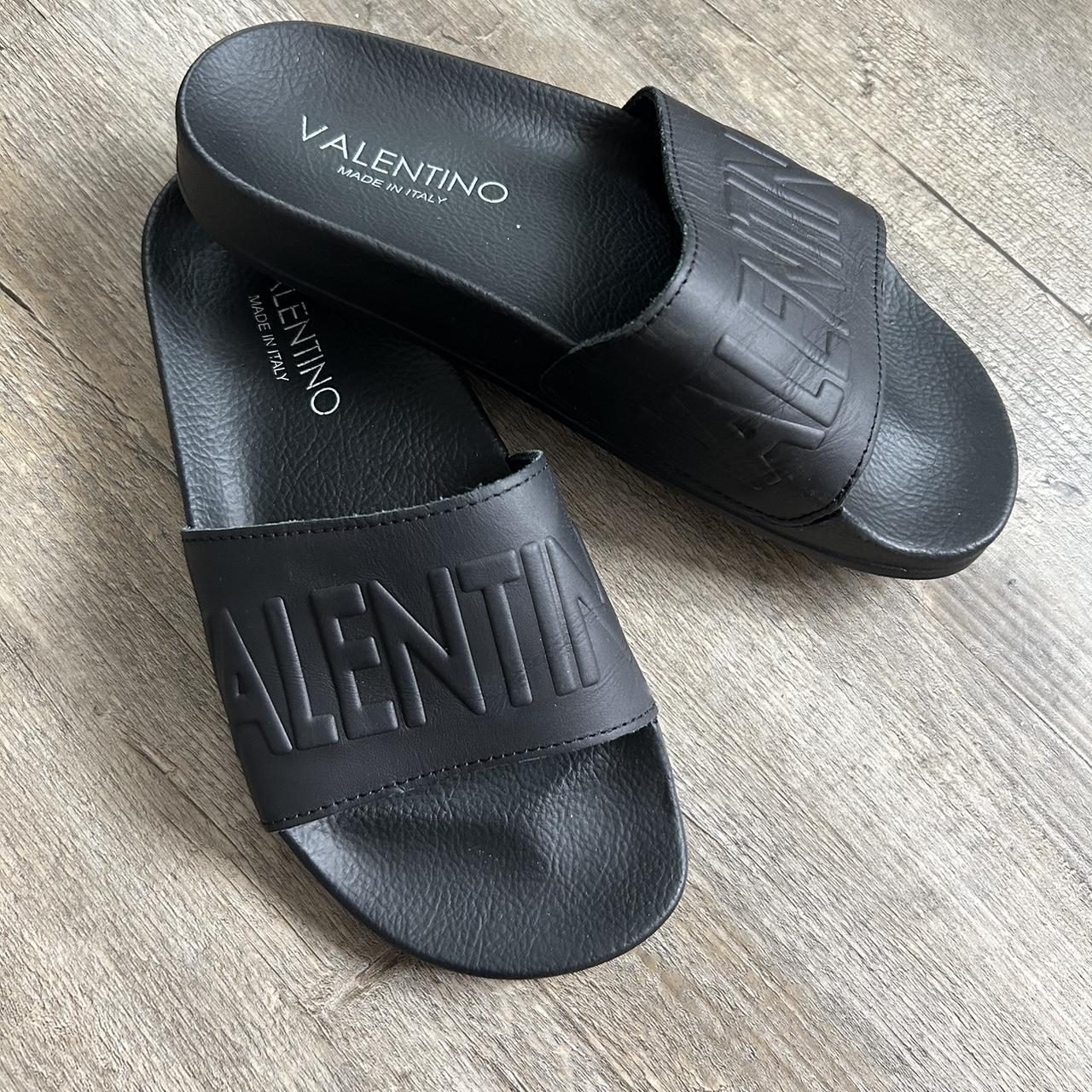 Valentino Slides - Black Leather -gently used but... - Depop