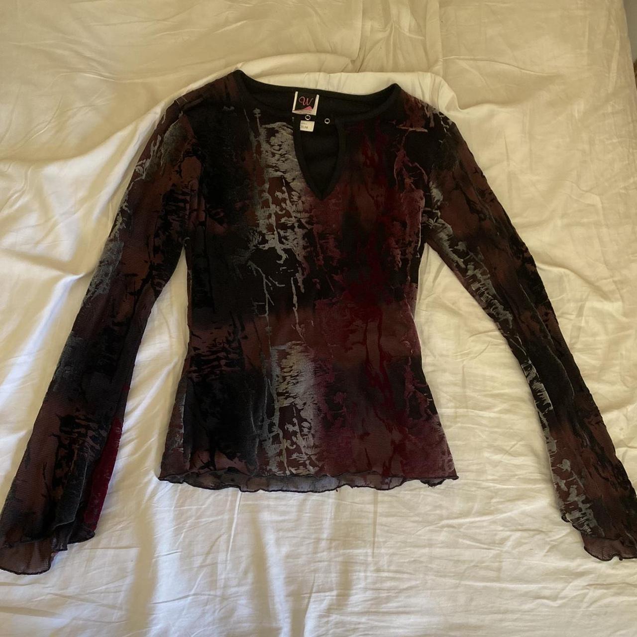 cute edgy ytk shirt. with flare sleeves. tage says... - Depop