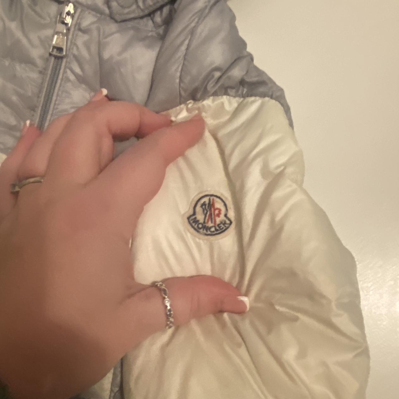 Kids coat Grey/cream light weight puffed moncler... - Depop