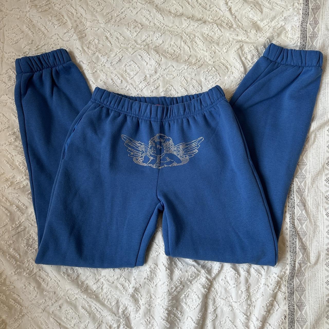 Edikted Sweatpants Size medium Blue w/ rhinestone... - Depop