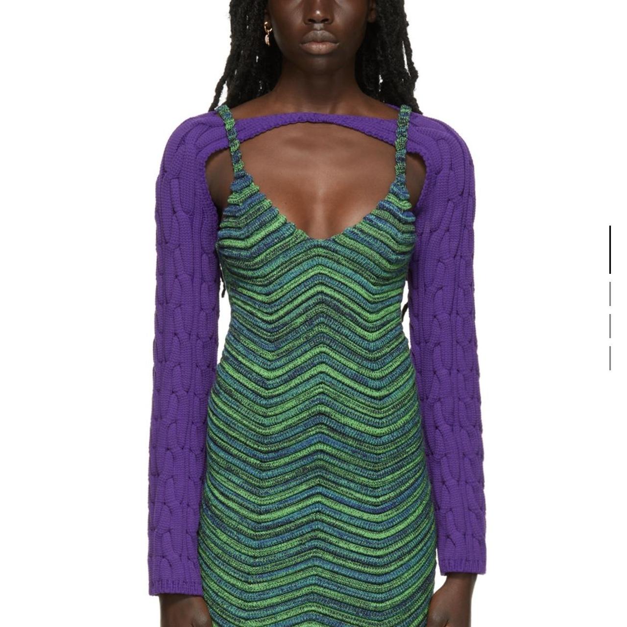 Isa Boulder purple chunky cableknit sleeves sweater... - Depop