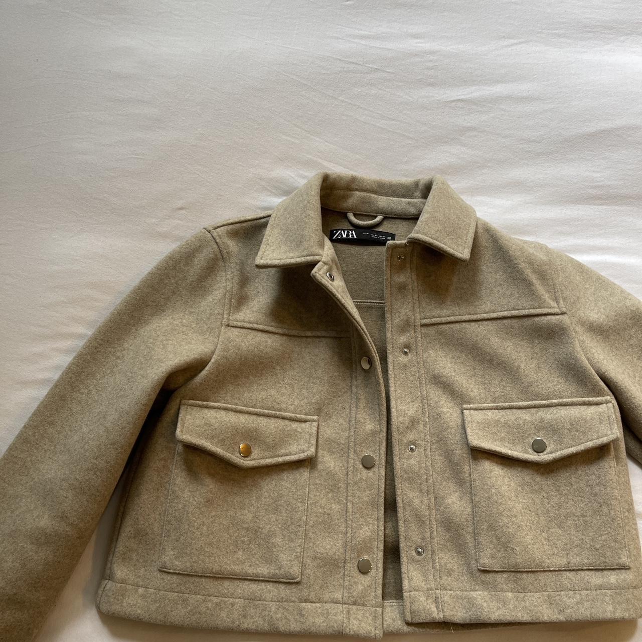Zara Women's Khaki and Tan Jacket | Depop