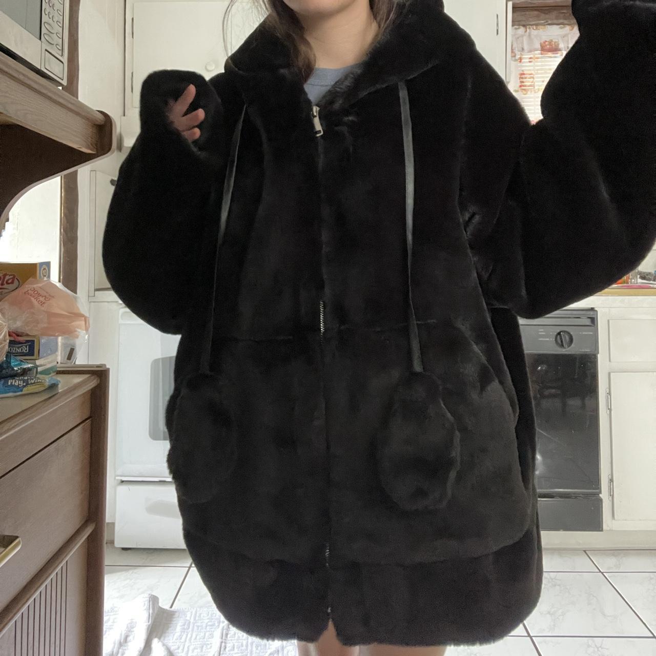 cute fluffy black bunny ears jacket 🖤 • literally... - Depop