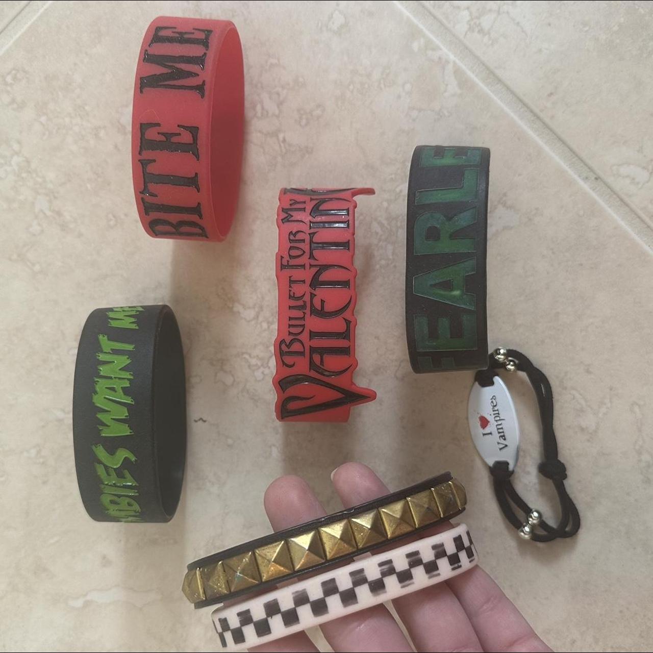 Assorted emo bracelets. Some have wear/flaws. Mostly... - Depop