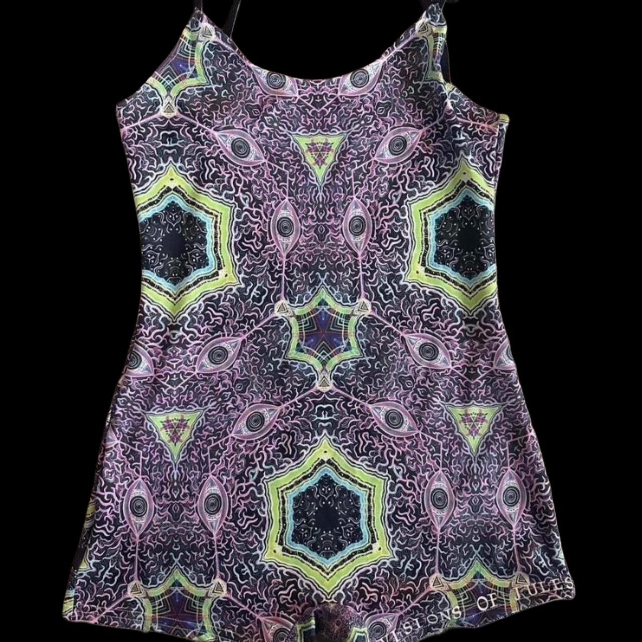 Trippy psychedelic romper/short catsuit sizes xs-l... | Depop