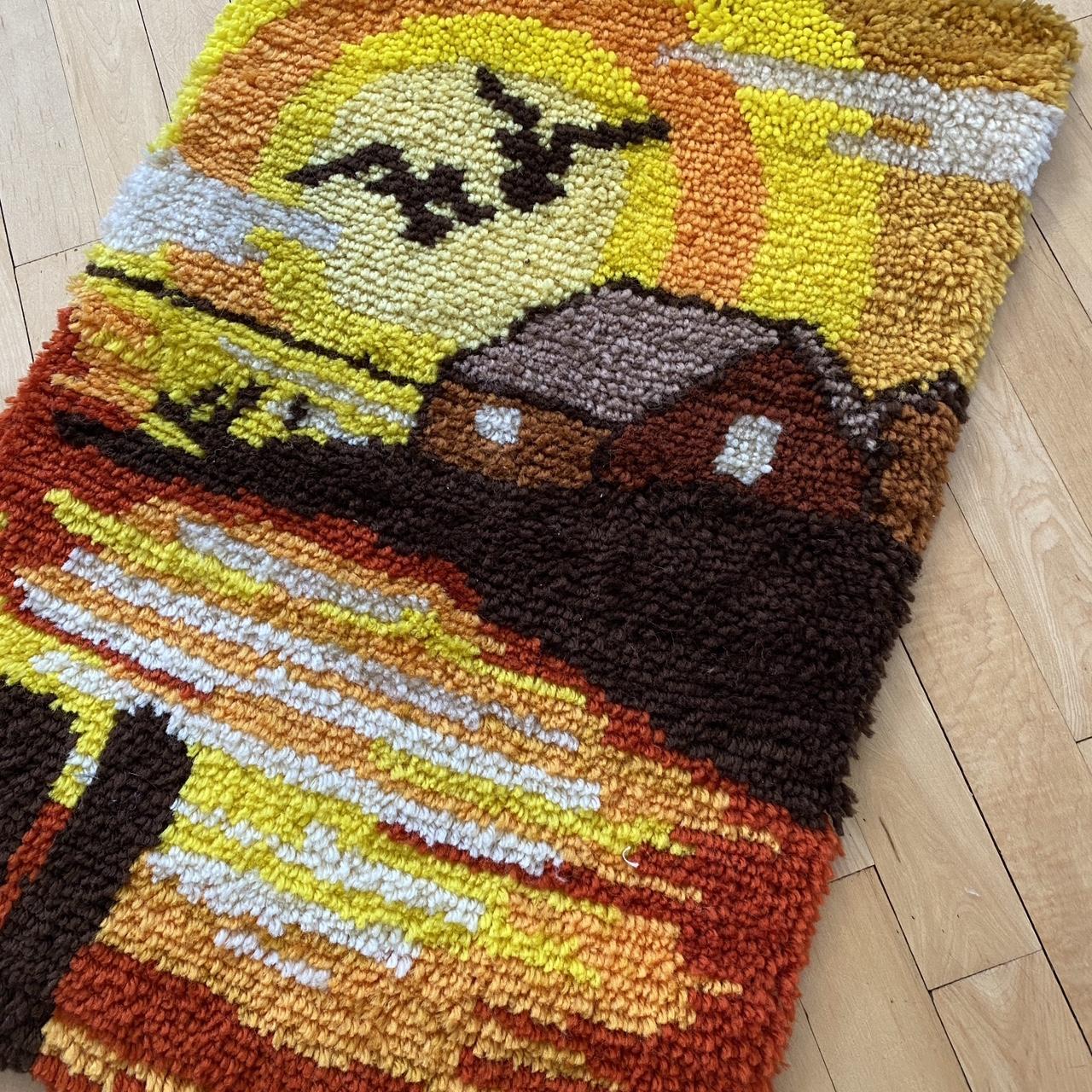 70’s Vintage MCM latch hook rug or wall hanging No... - Depop