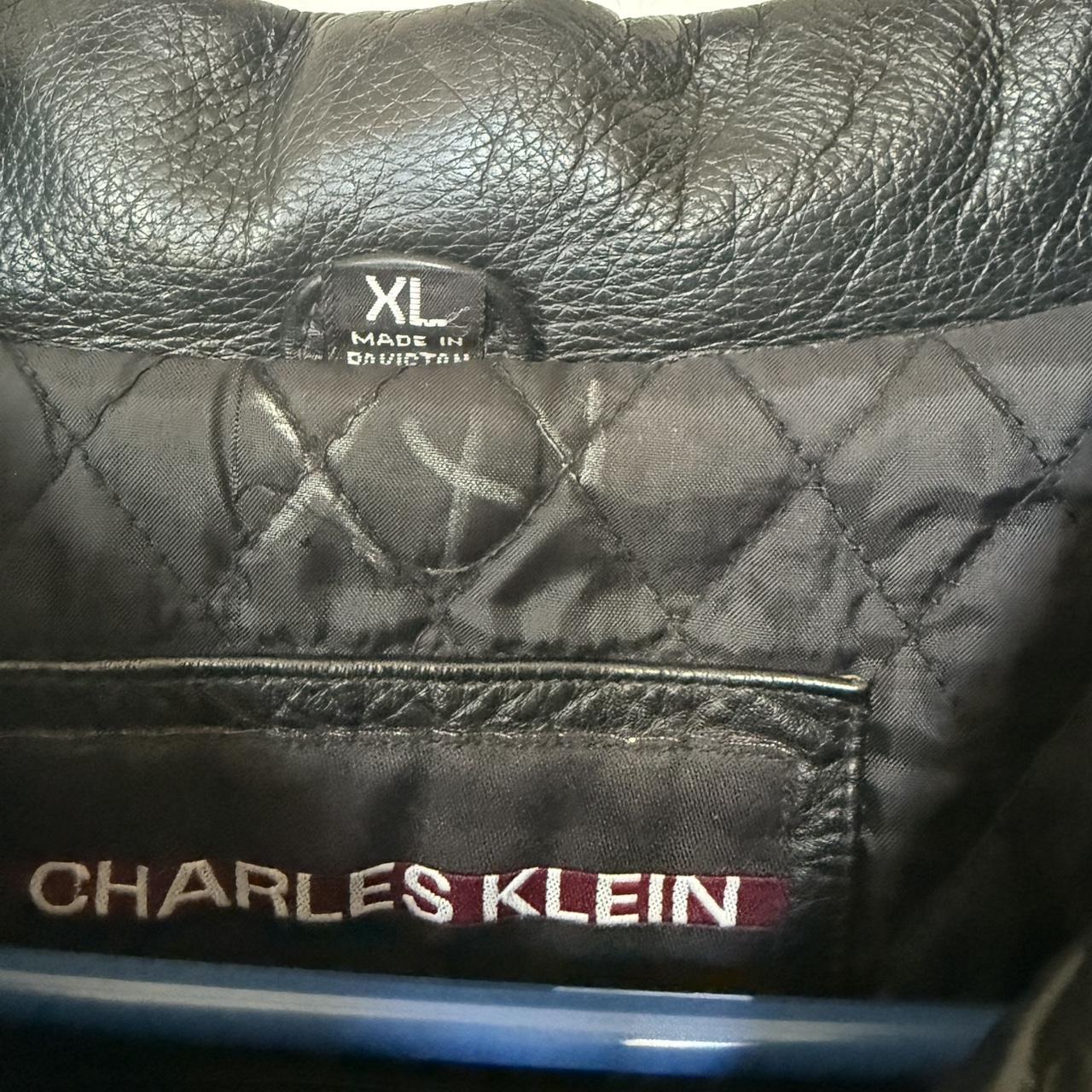 Charles Klein heavy leather jacket No flaws... - Depop