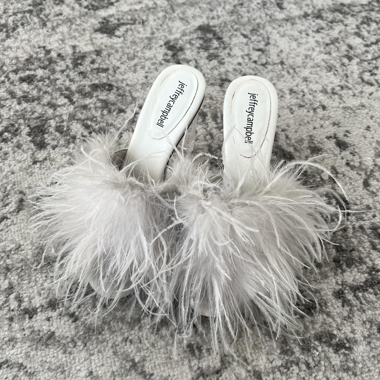 Jeffrey Campbell feather heels 🤍 only worn twice!!... - Depop