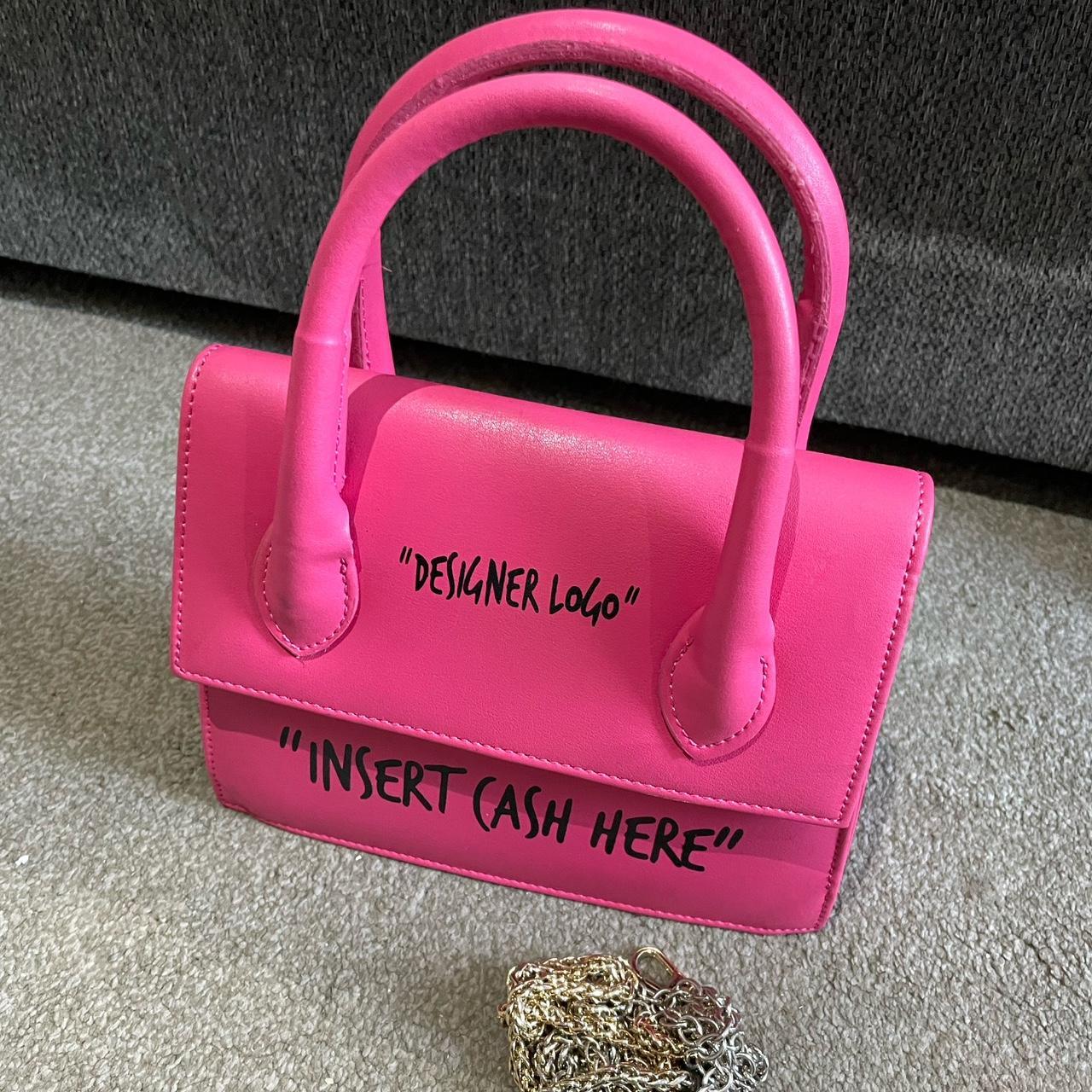 DESIGNER LOGO INSERT CASH HERE BAG • LIKE NEW -... - Depop