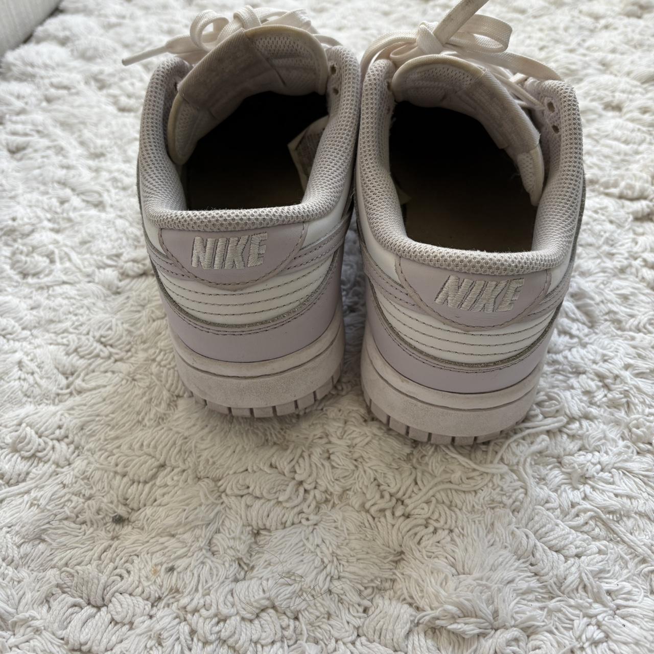 White and lavender Nike Dunks. Used in Good... - Depop