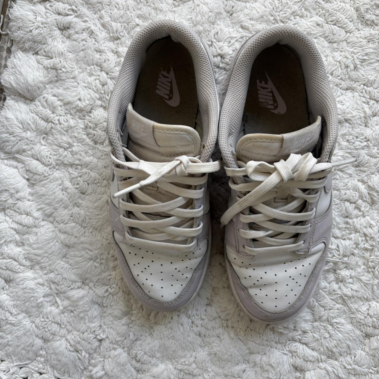 White and lavender Nike Dunks. Used in Good... - Depop